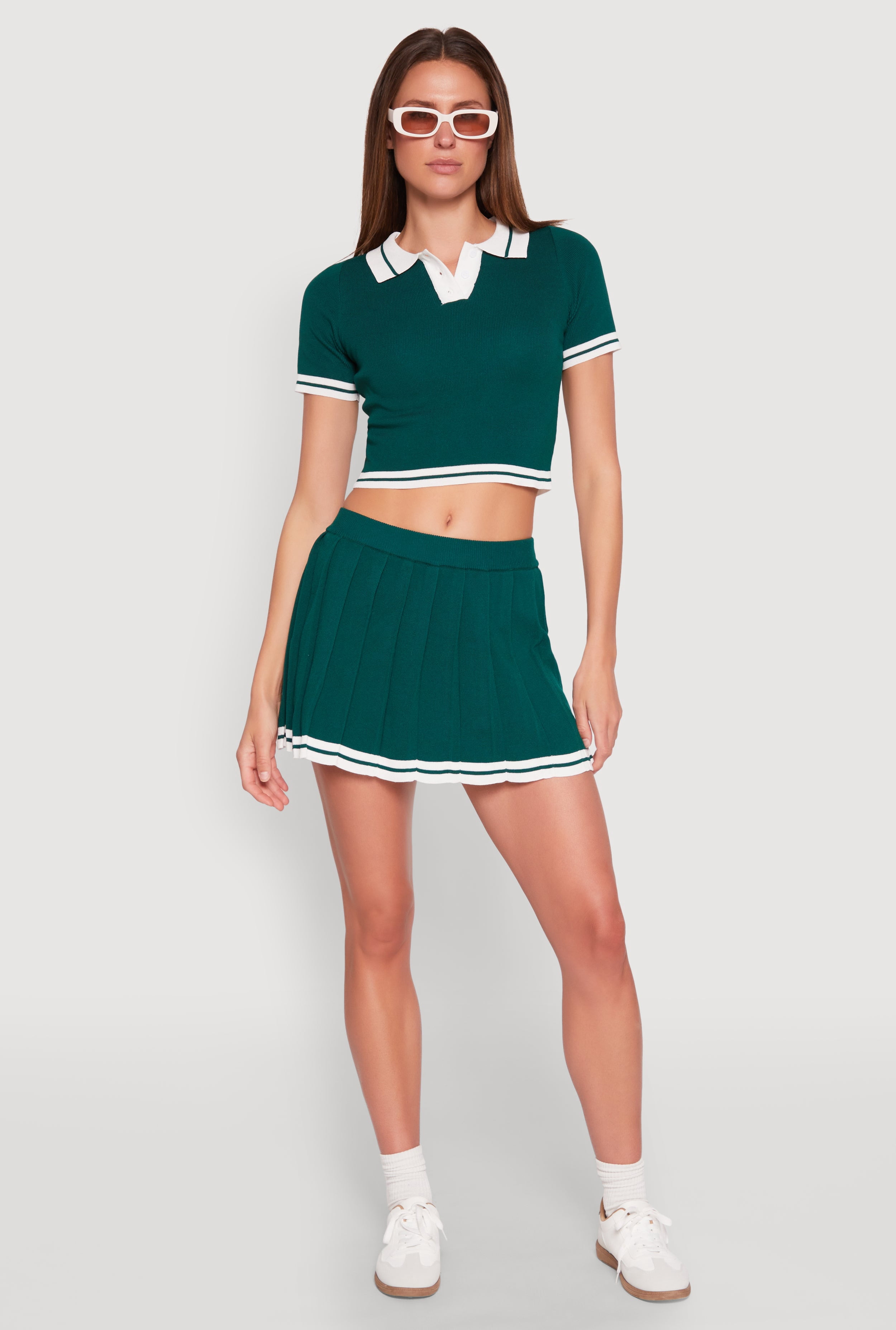 Womens Daisy Varsity Stripe Pleated Skort - Walmart.com