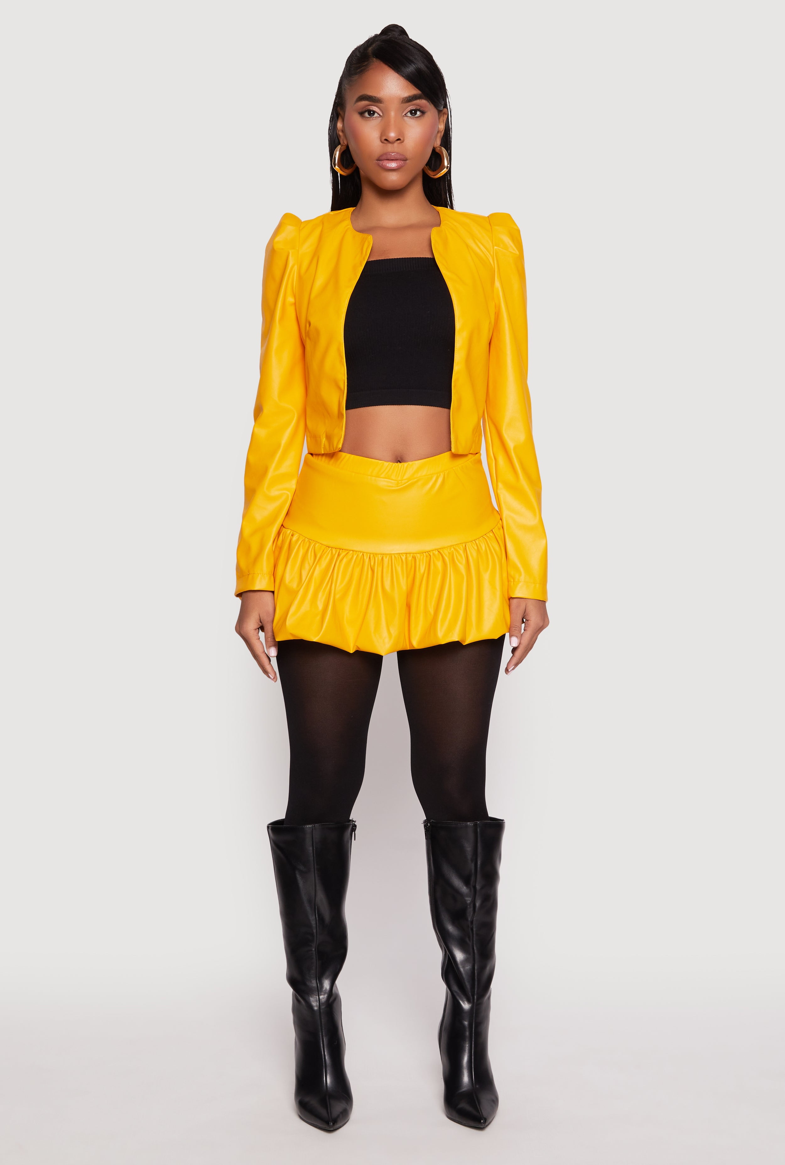 Rainbow Shops Female Adult Faux Leather Bubble Mini Skort skort High ...