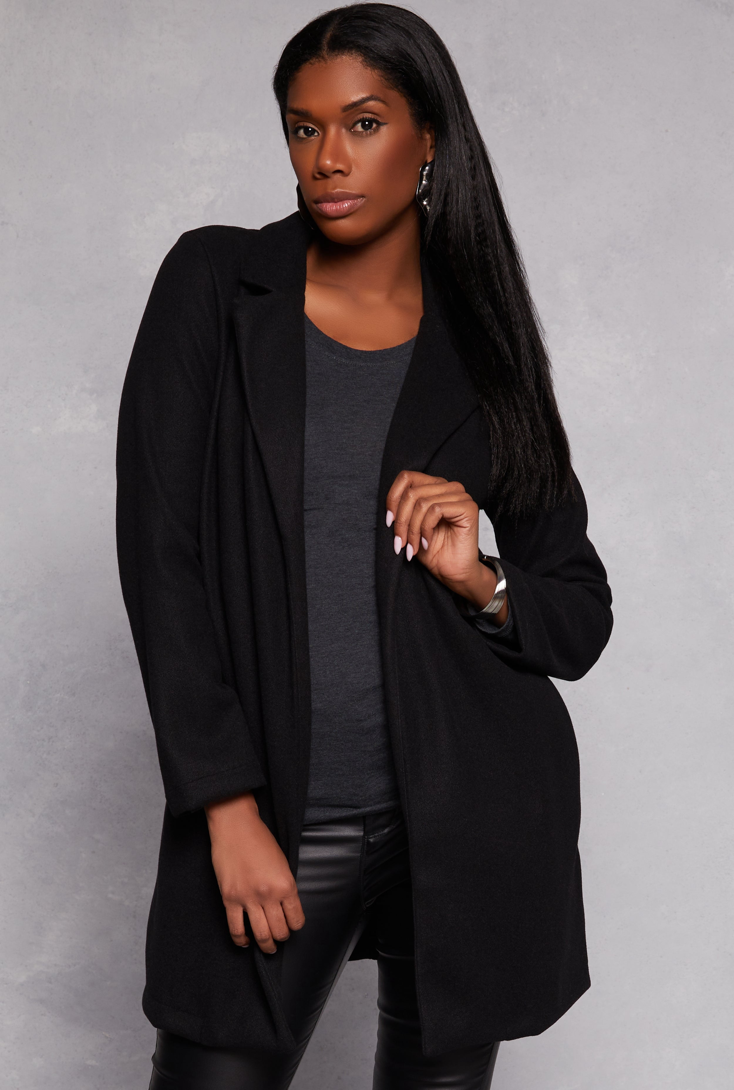 Womens Iris Collared Open Front Coat - Walmart.com