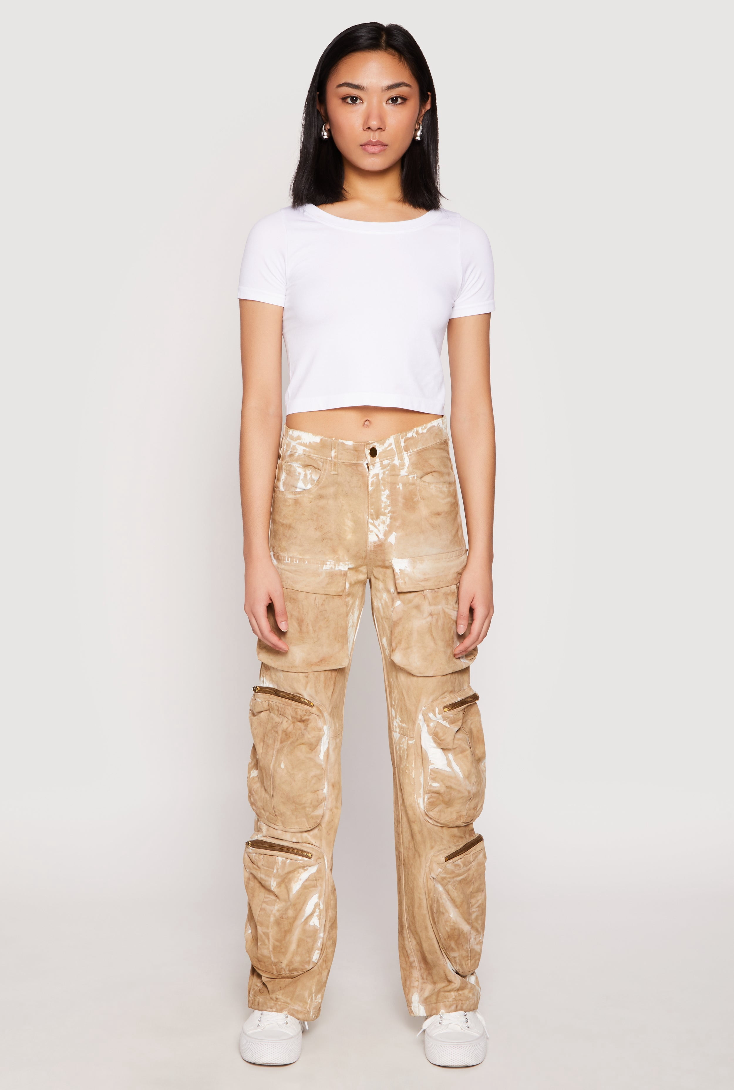 Womens Paint Splatter Zip Cargo Pants - Walmart.com