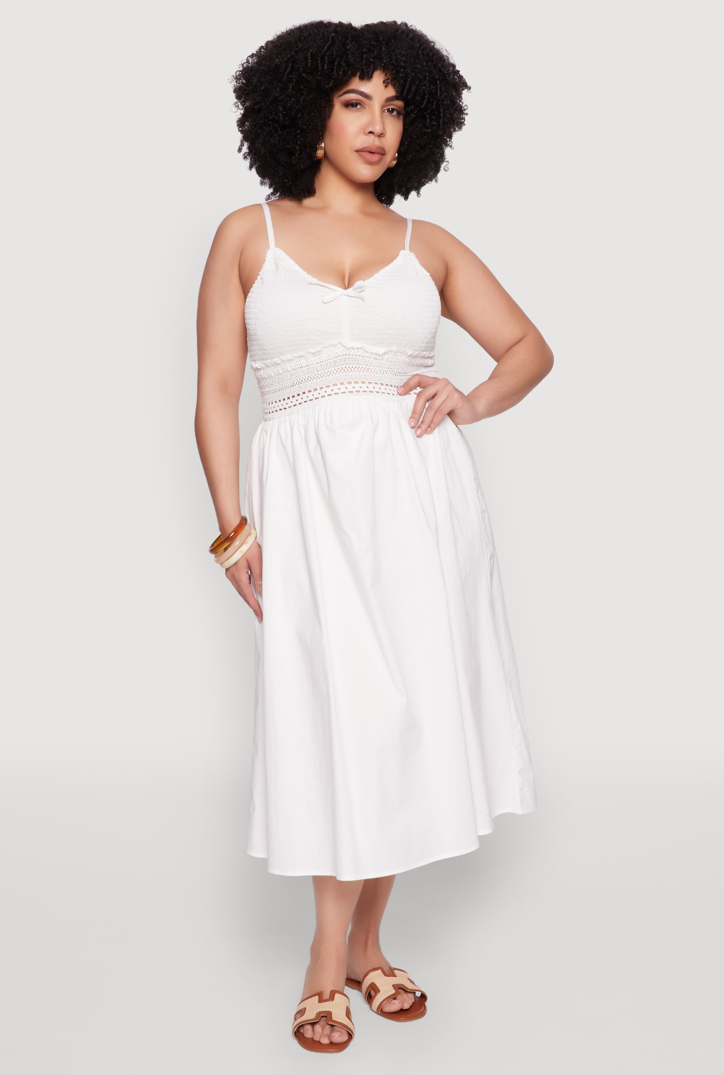 Rainbow Shops Female Adult Plus Size Almost Famous Crochet Empire Waist ...