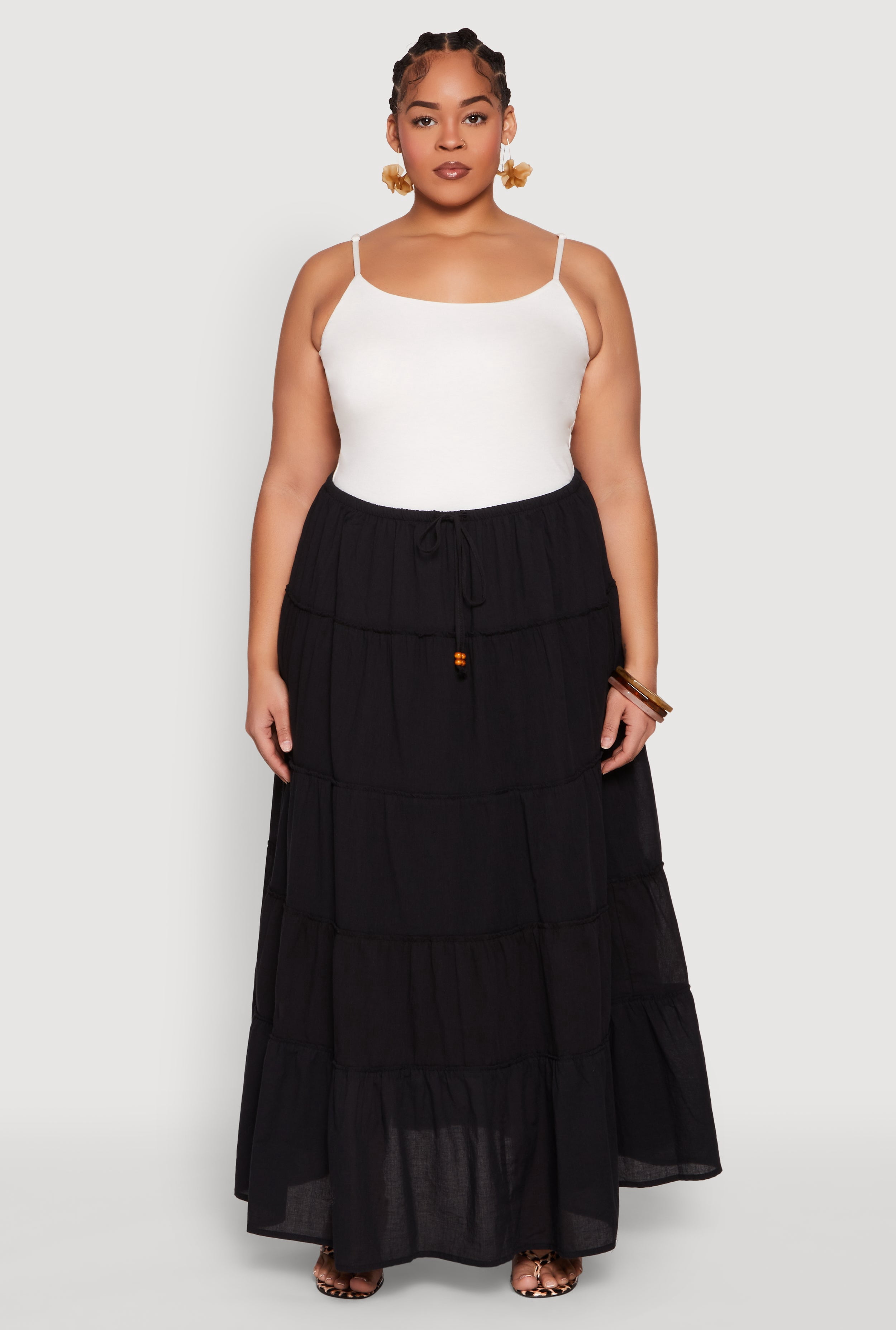 Womens Plus Size Almost Famous Tiered Maxi Skirt - Walmart.com