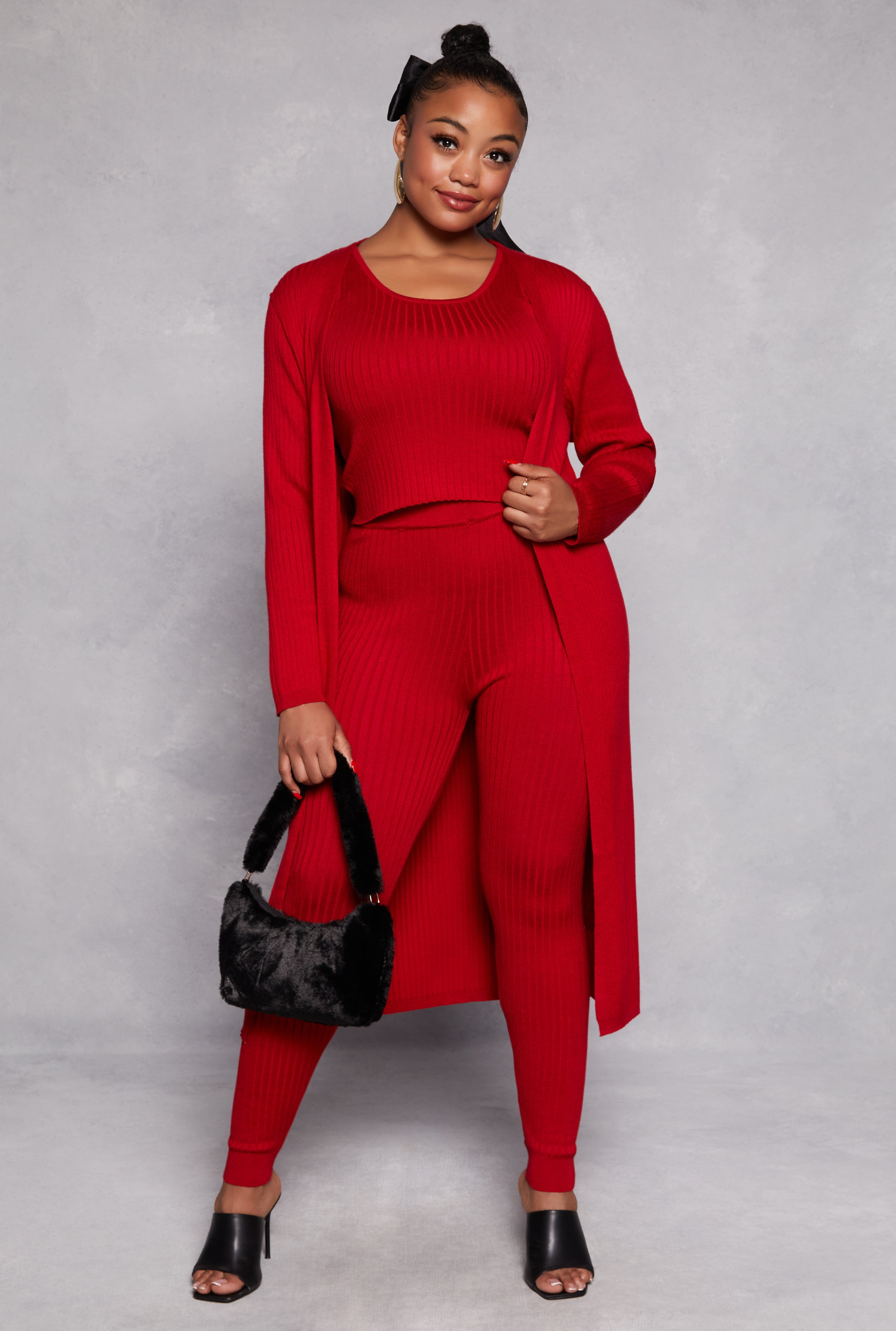Womens Plus Size Daisy Ribbed Knit Duster - Walmart.com