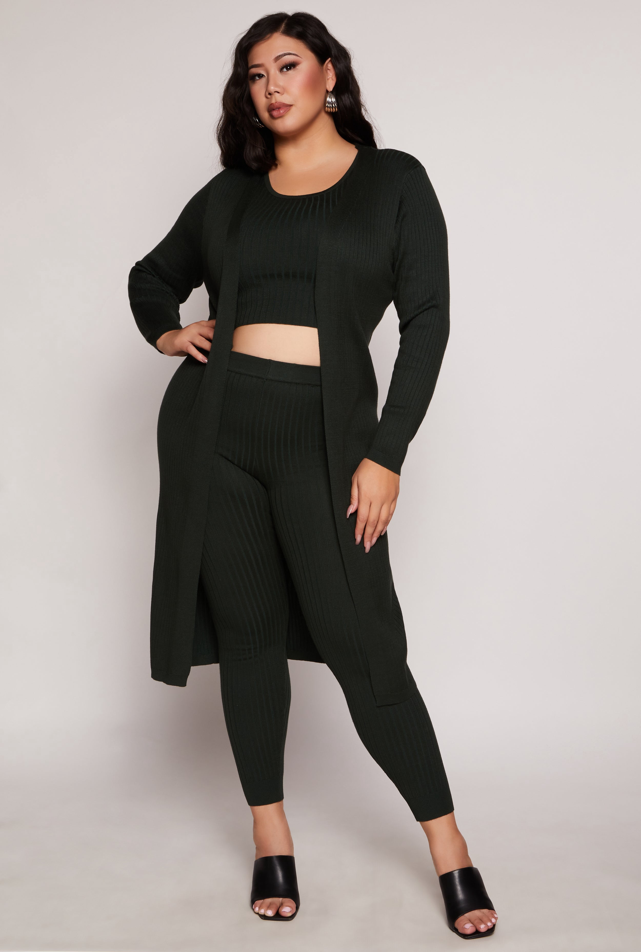 Womens Plus Size Daisy Ribbed Knit Duster - Walmart.com
