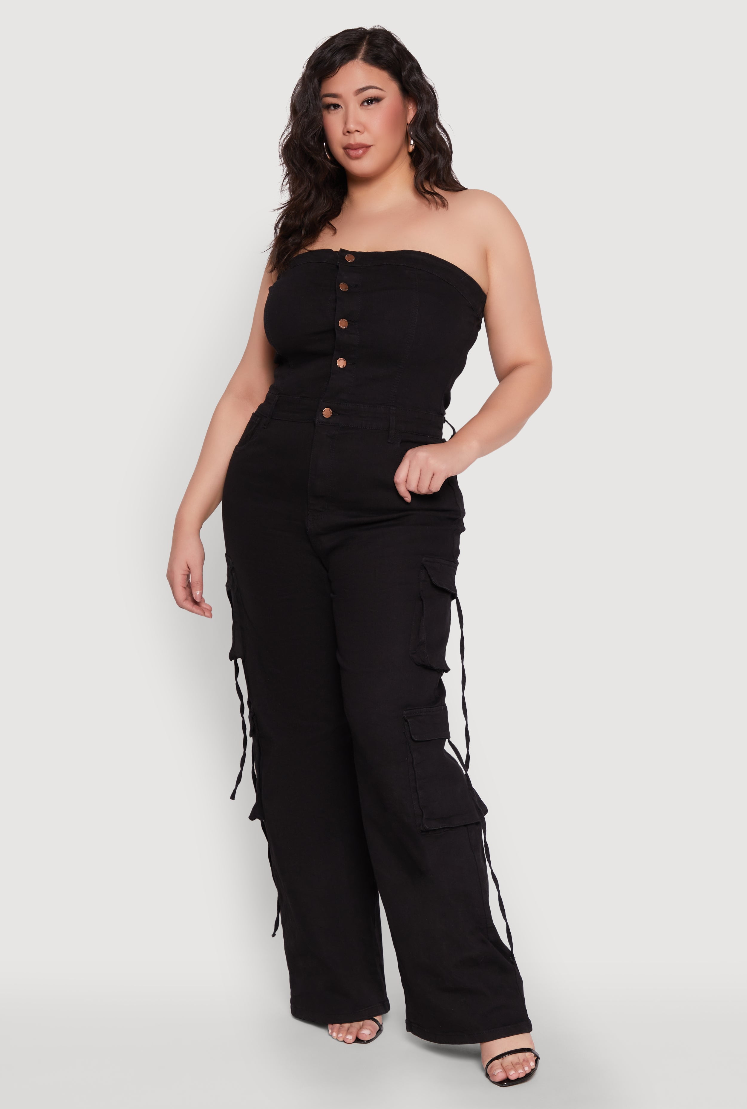 Womens Plus Size Daisy Strapless Denim Cargo Jumpsuit - Walmart.com