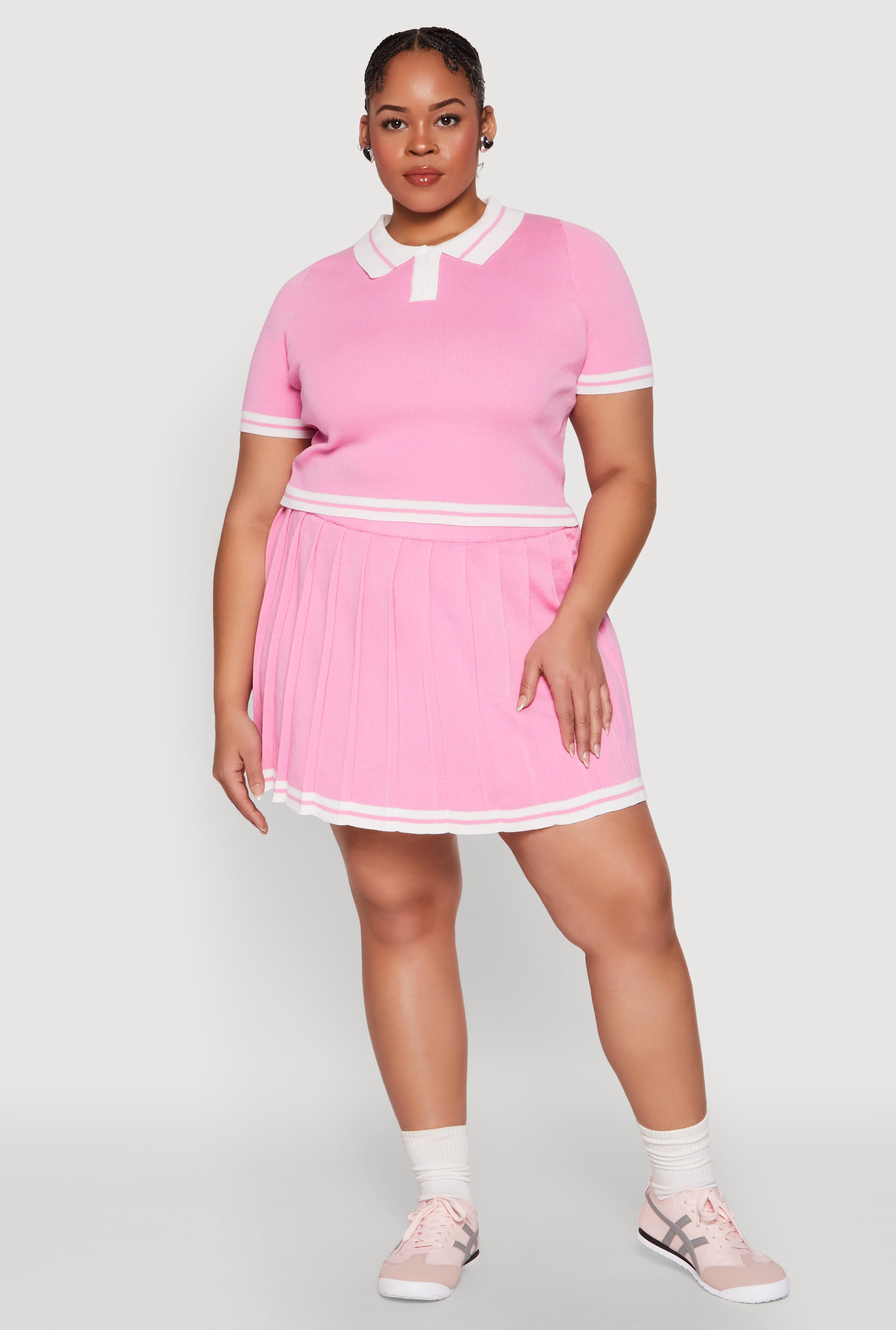 Womens Plus Size Daisy Varsity Stripe Pleated Skort - Walmart.com