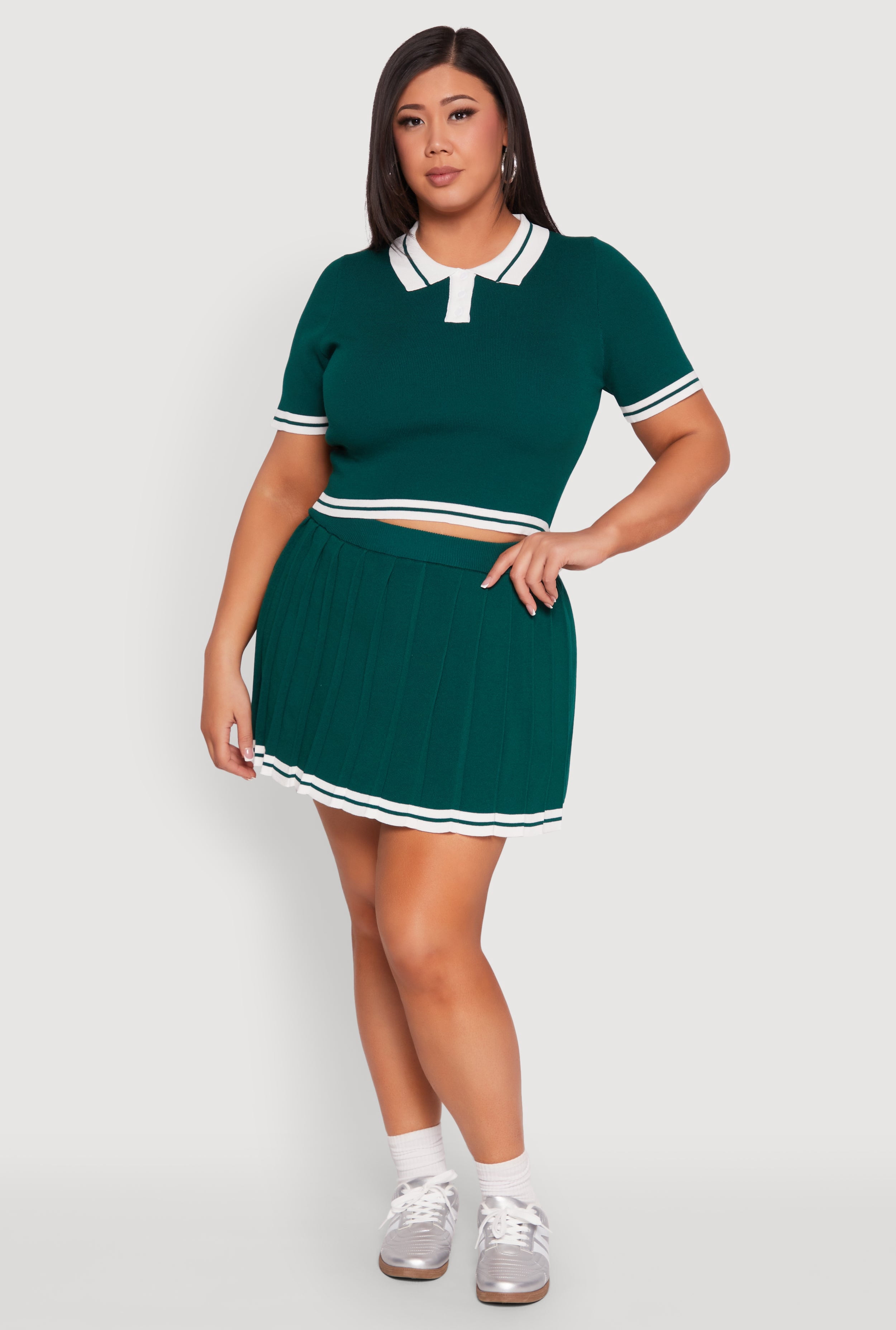 Womens Plus Size Daisy Varsity Stripe Pleated Skort - Walmart.com