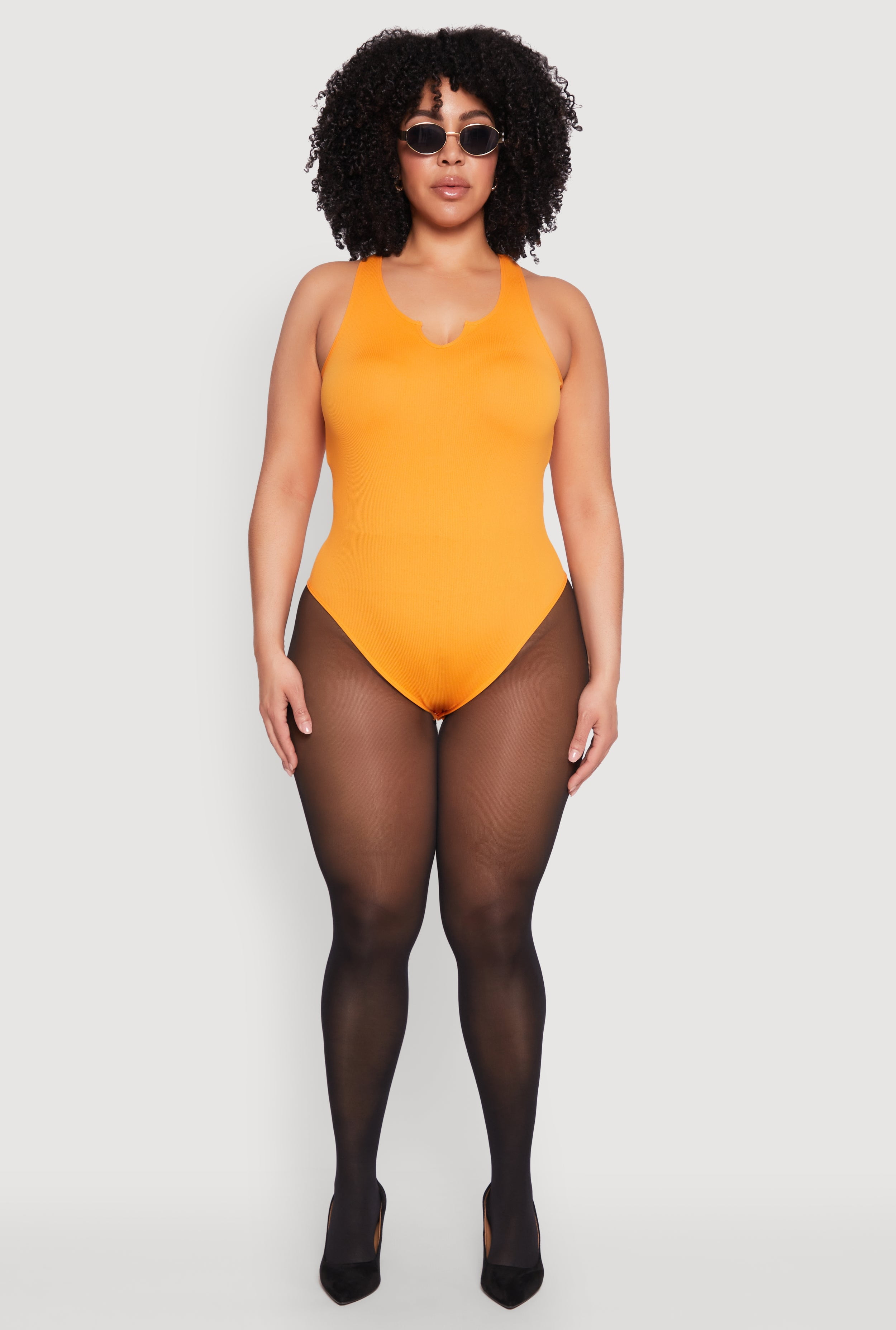 Womens Plus Size Ribbed Notch Neck Tank Bodysuit - Walmart.com