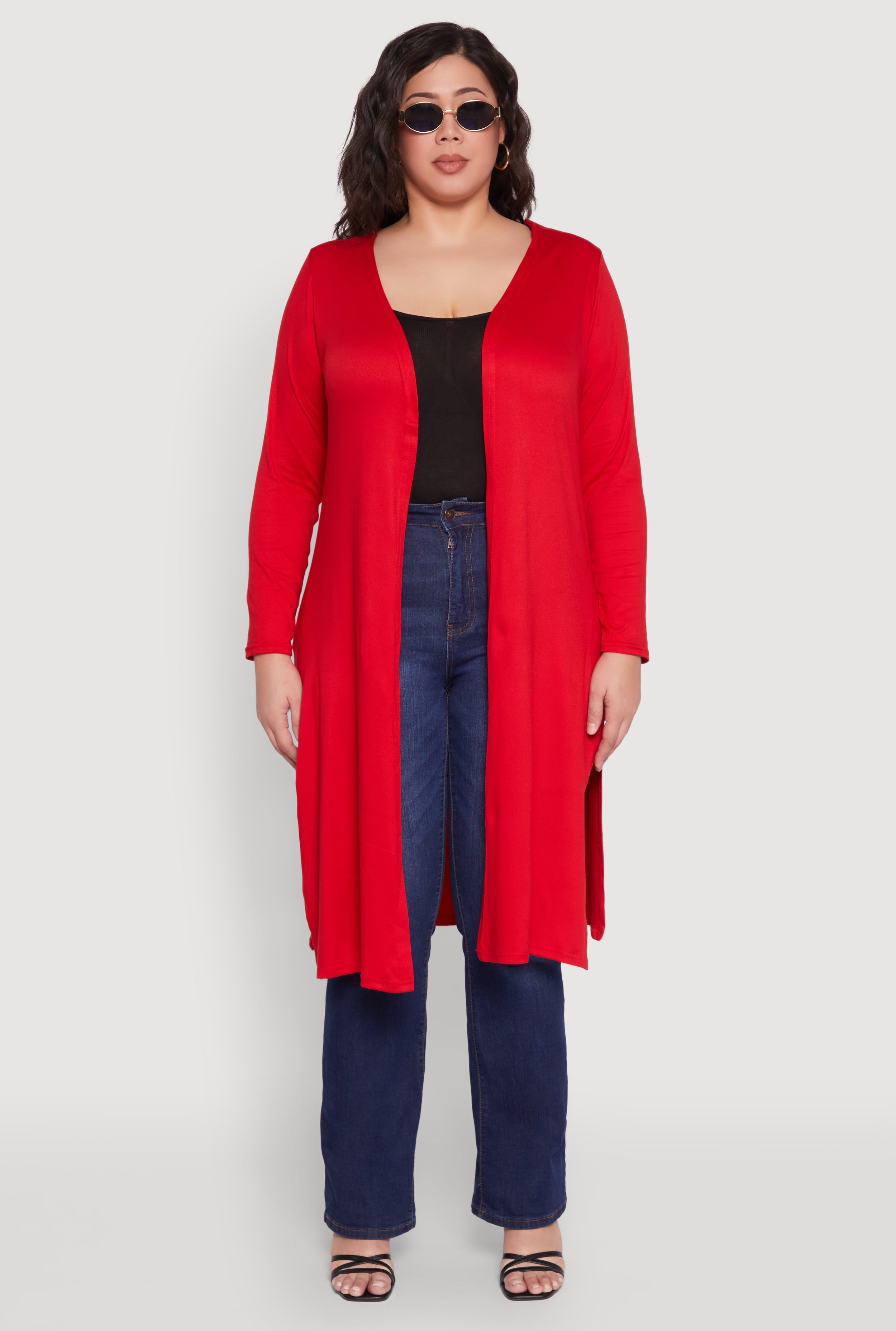 Rainbow Female Adult Plus Size Side Slit Duster Long Sleeves, Duster ...