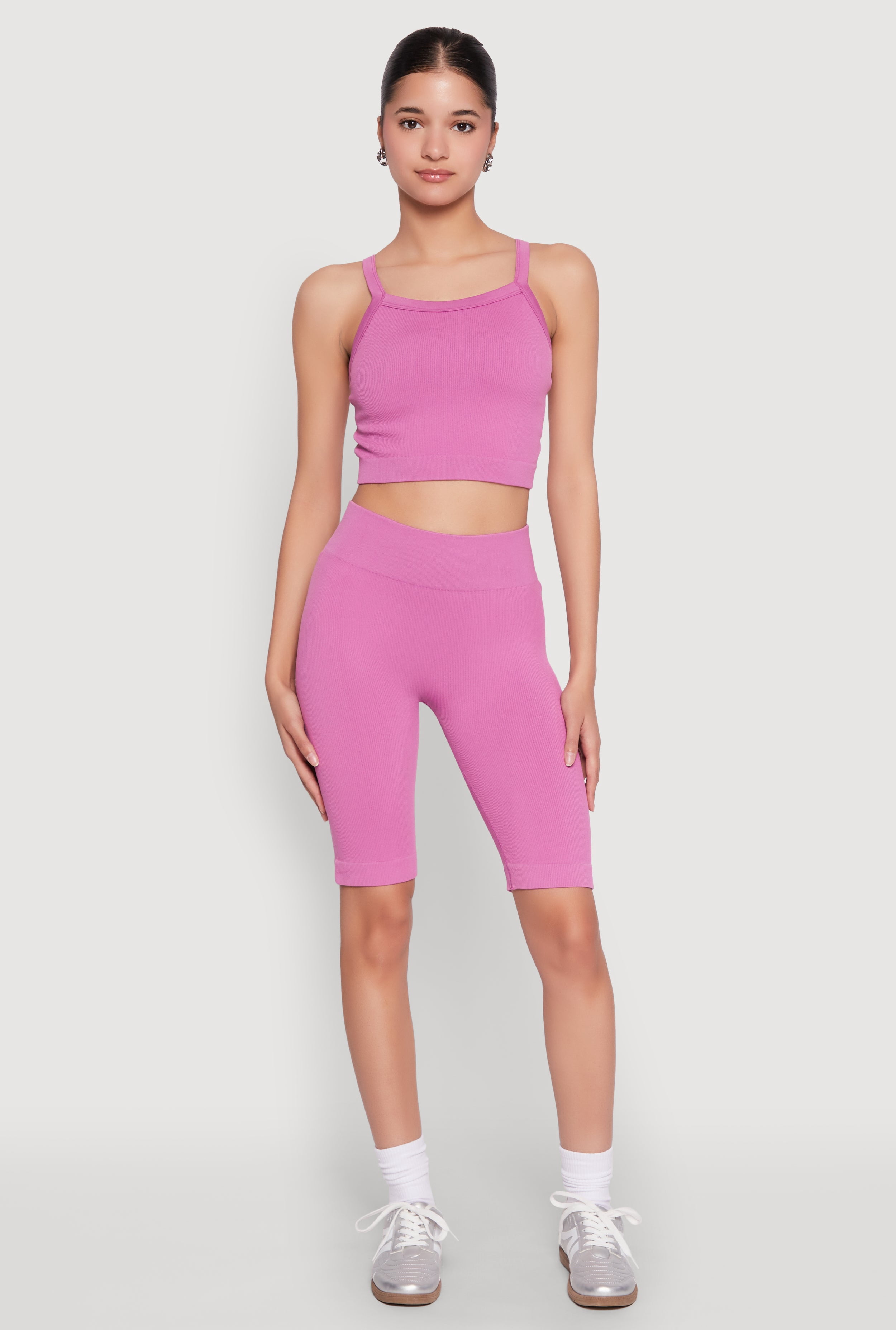 Womens Ribbed Knit Seamless Bike Shorts - Walmart.com