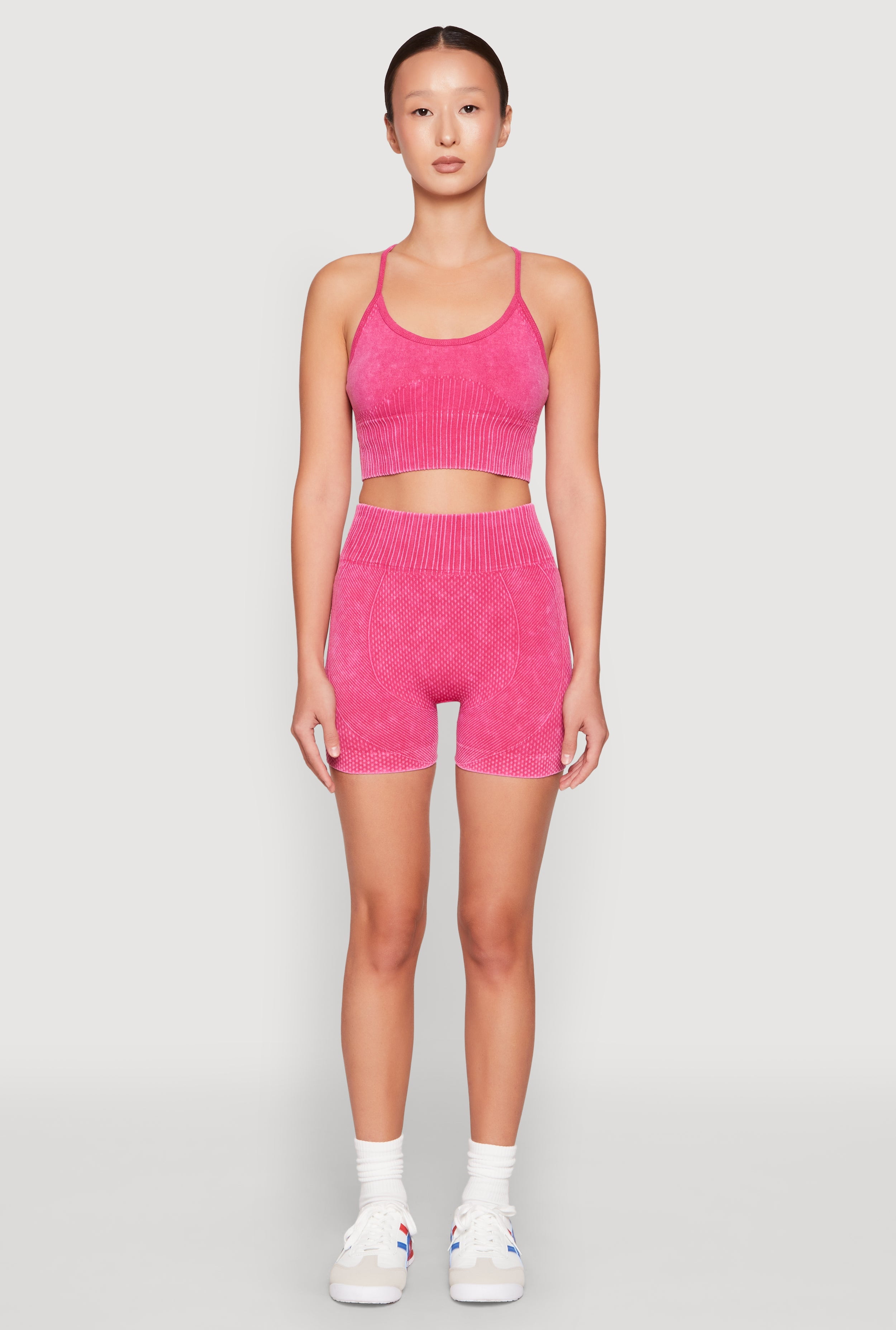 Womens Ruched Seamless Ribbed Knit Biker Shorts - Walmart.com