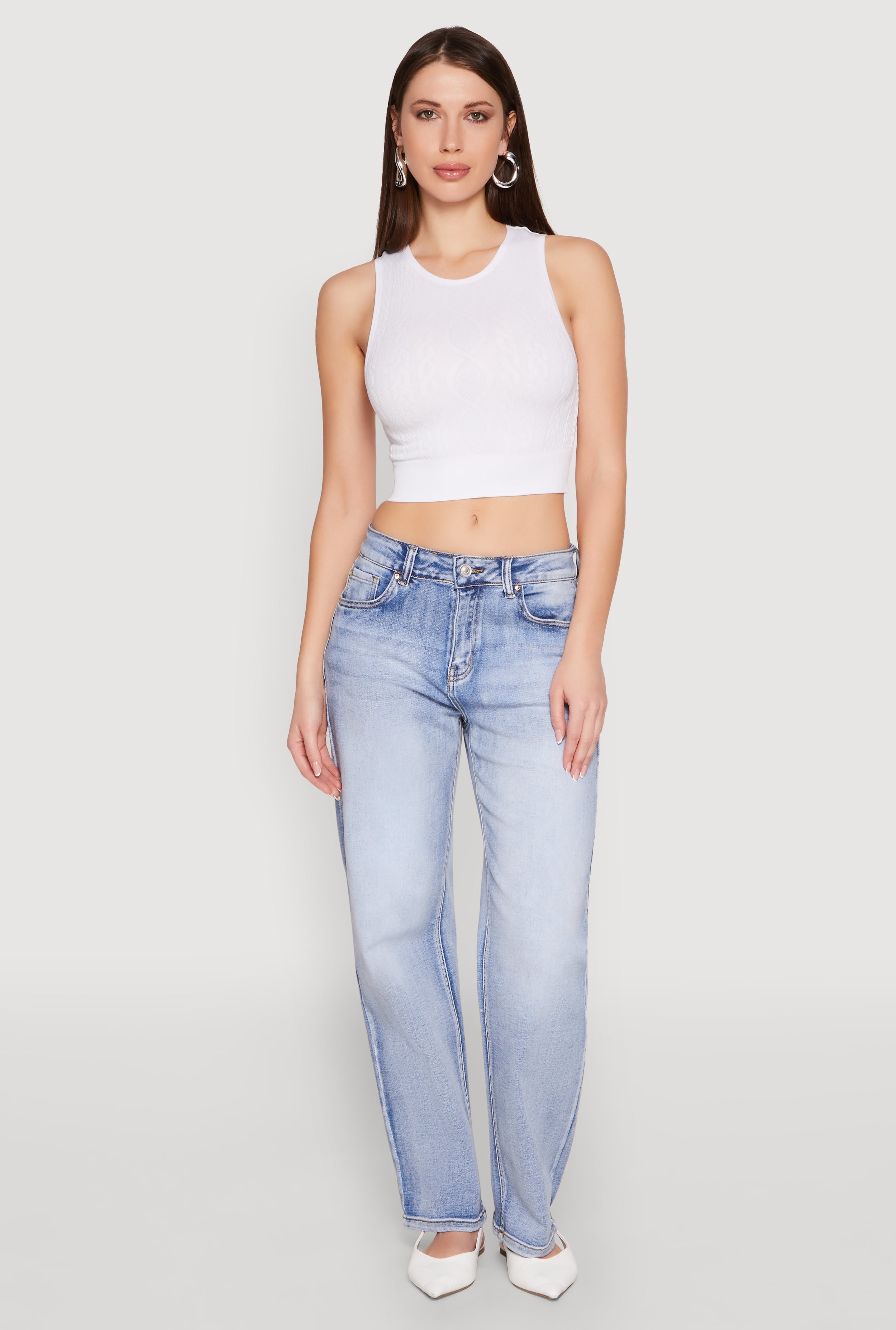 Womens Seamless Cable Knit Crop Tank Top - Walmart.com