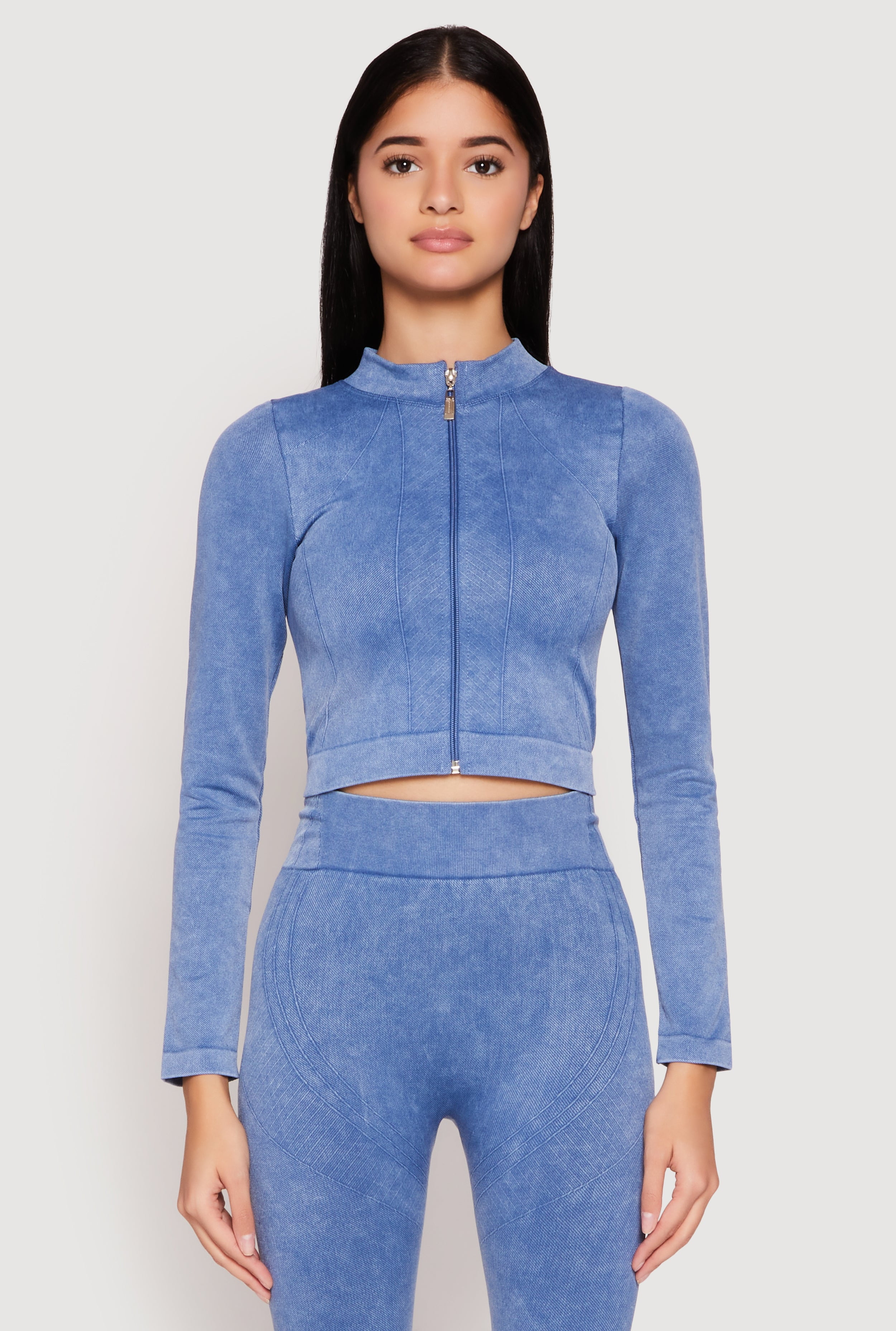 Womens Seamless Mineral Wash Track Jacket - Walmart.com