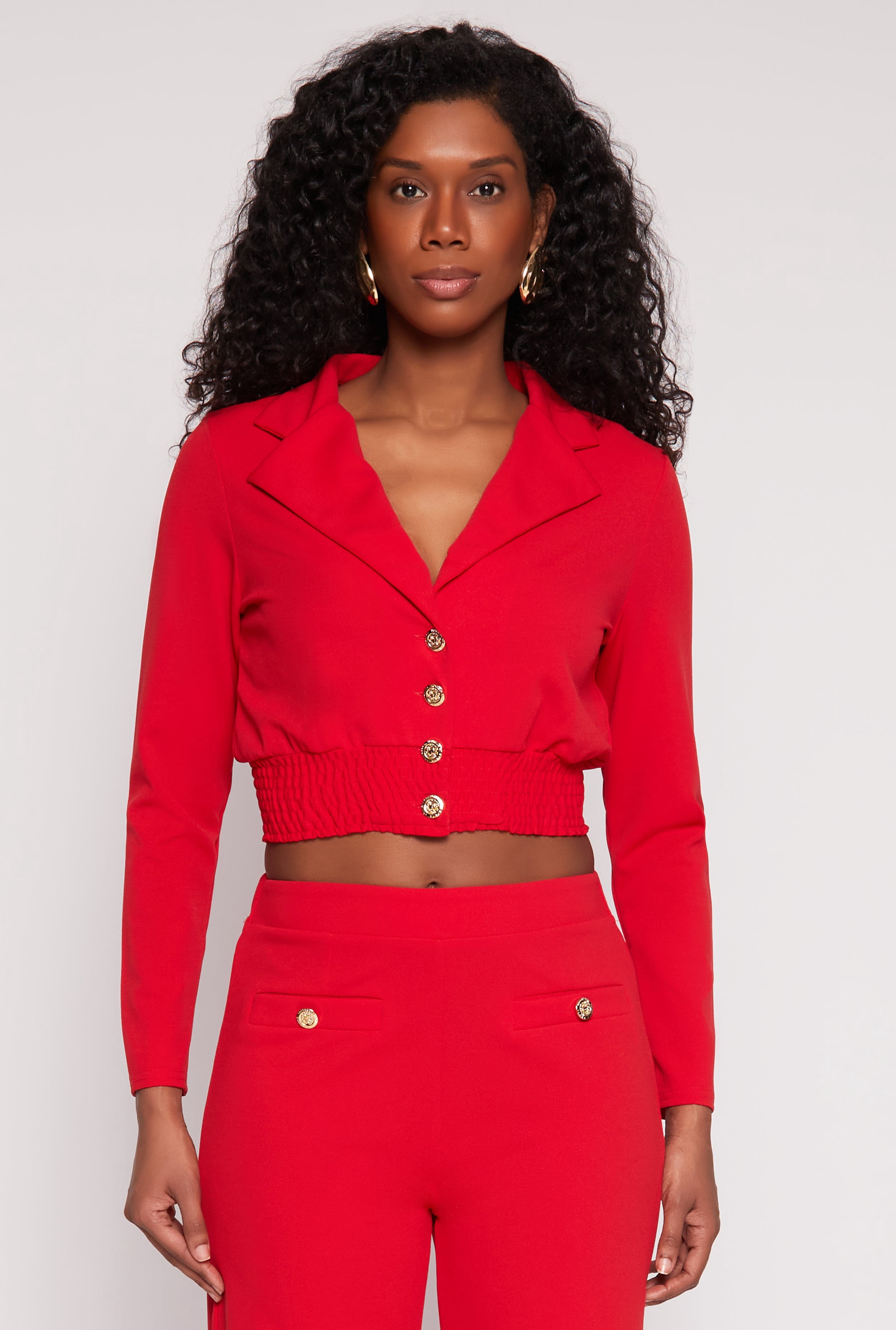 Womens Smocked Button Front Blouse - Walmart.com