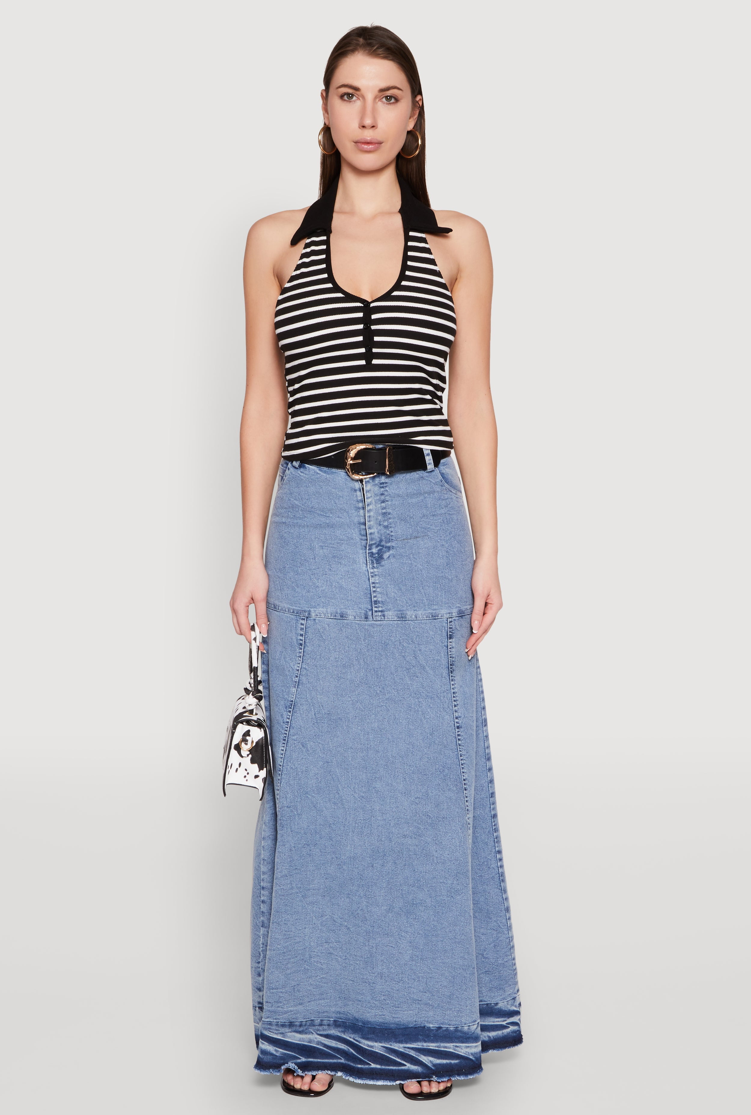 Rainbow Shops Female Adult Striped Halter Crop Top Blâshe, Sleeveless ...