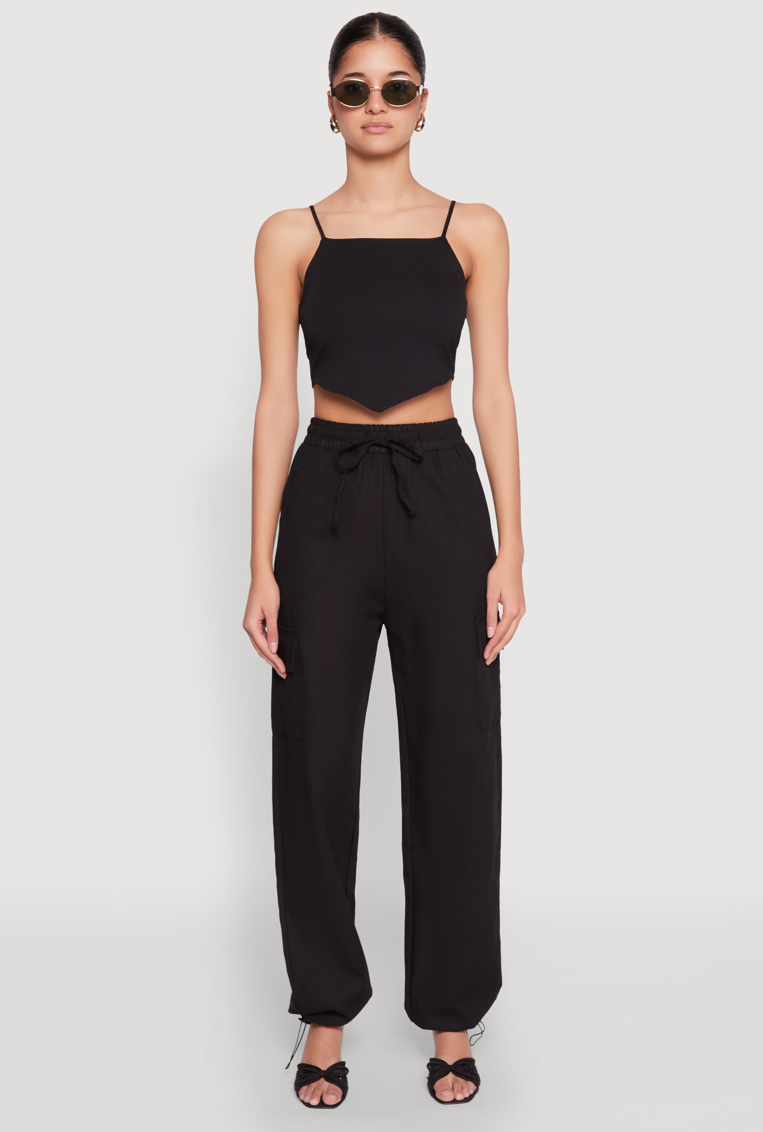 Womens Toggle Drawstring Hem Linen Cargo Pants - Walmart.com