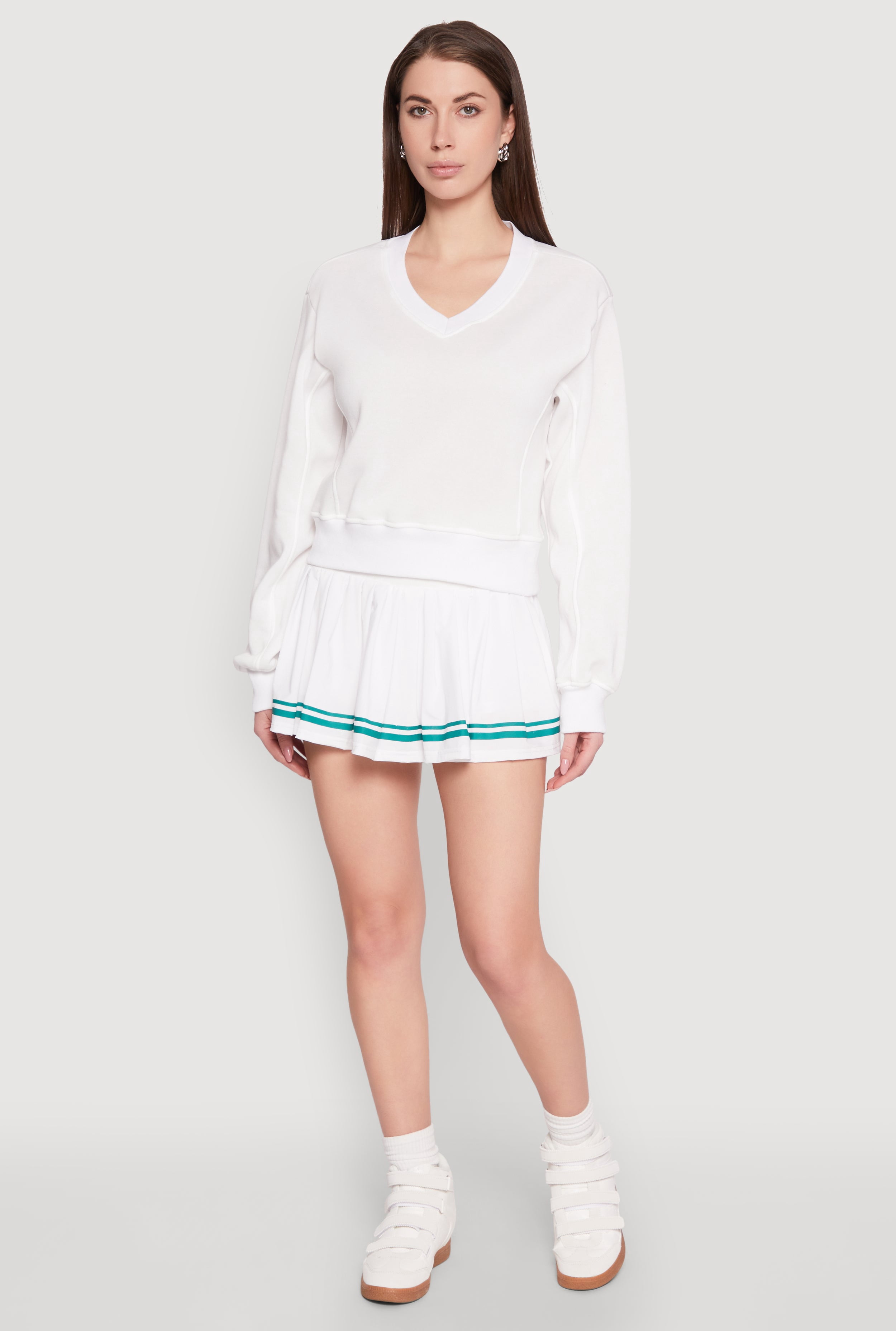 Womens Varsity Stripe High Waisted Pleated Skirt - Walmart.com