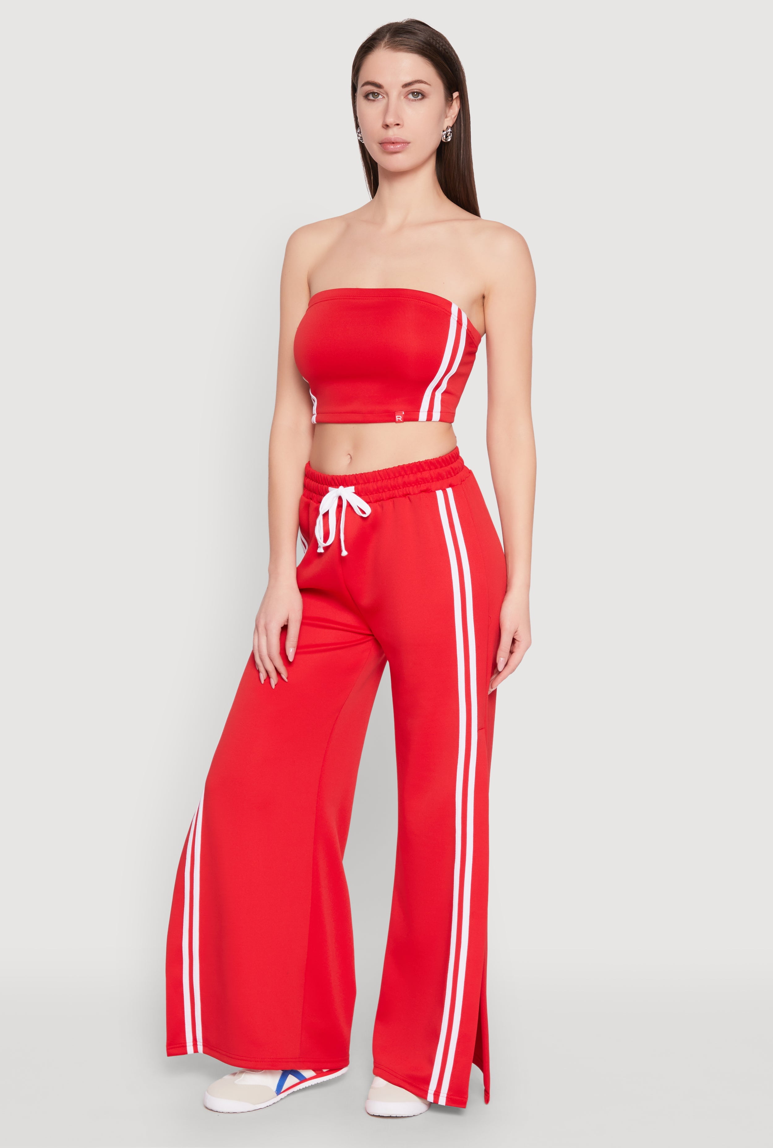 Womens Varsity Stripe Split Wide Leg Track Pants - Walmart.com