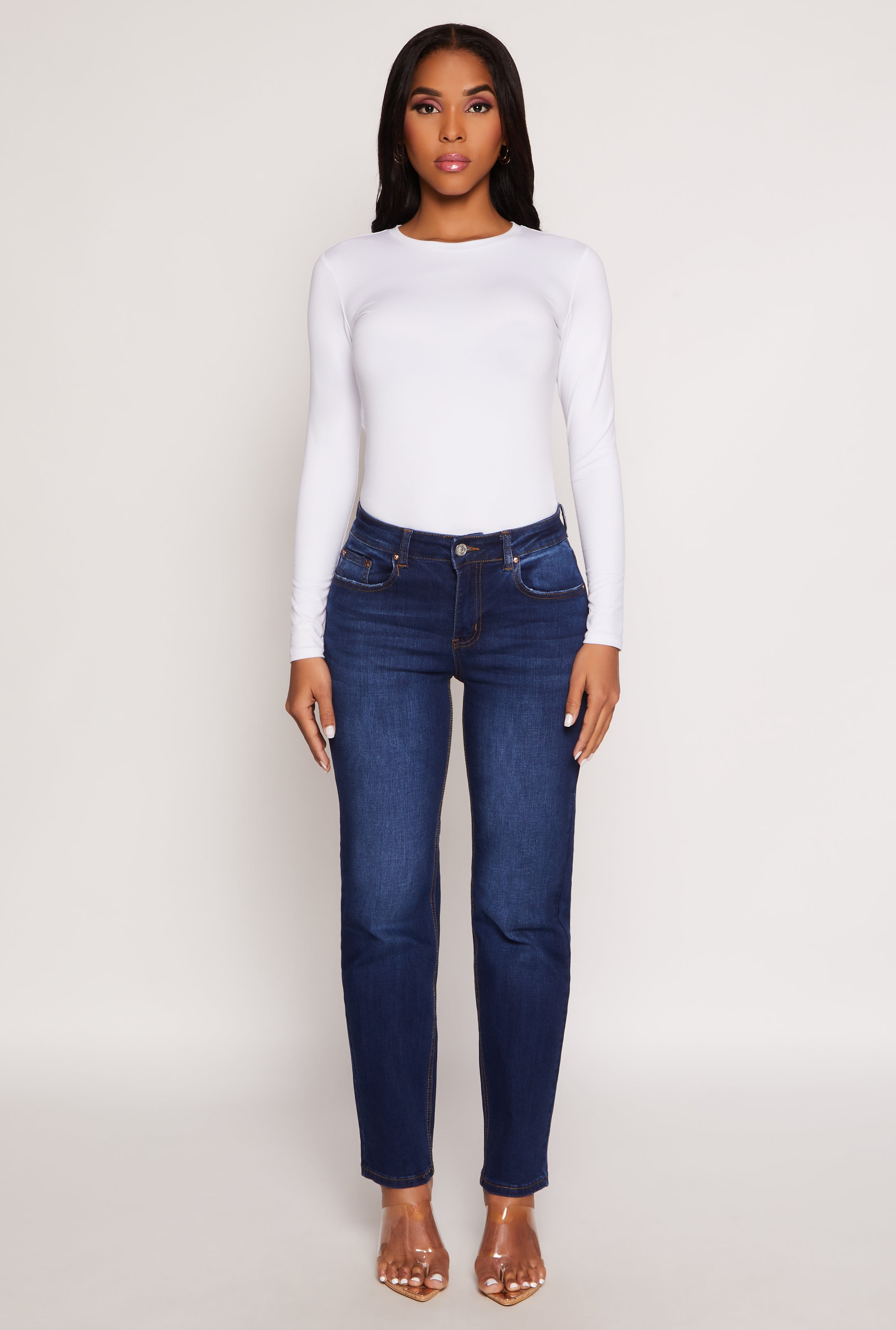 Womens WAX Frayed Detail Straight Leg Jeans - Walmart.com