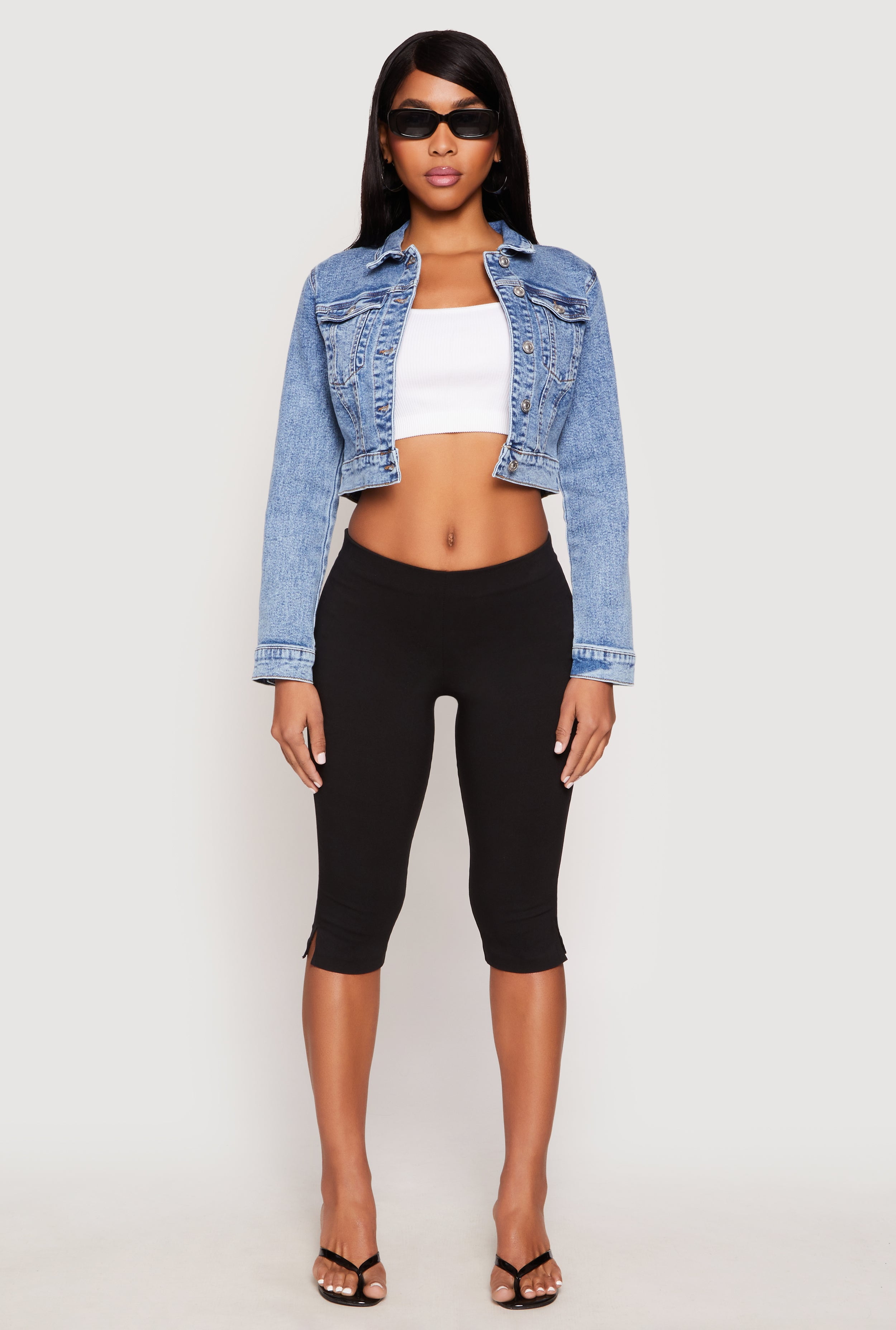 Womens WAX Mineral Wash Cropped Denim Jacket - Walmart.com