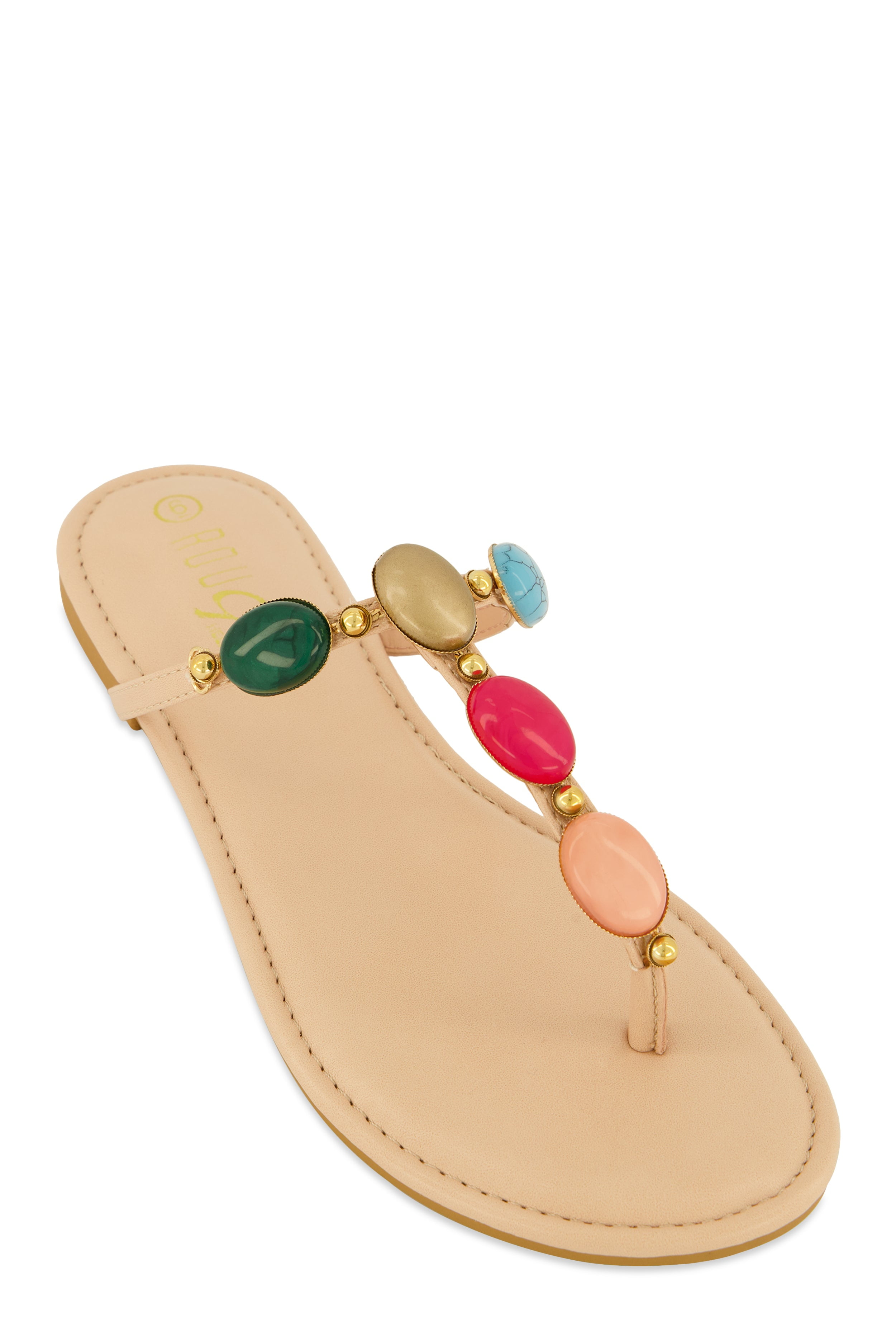 Women's Boho Gemstone Thong Slide Sandals - Walmart.com