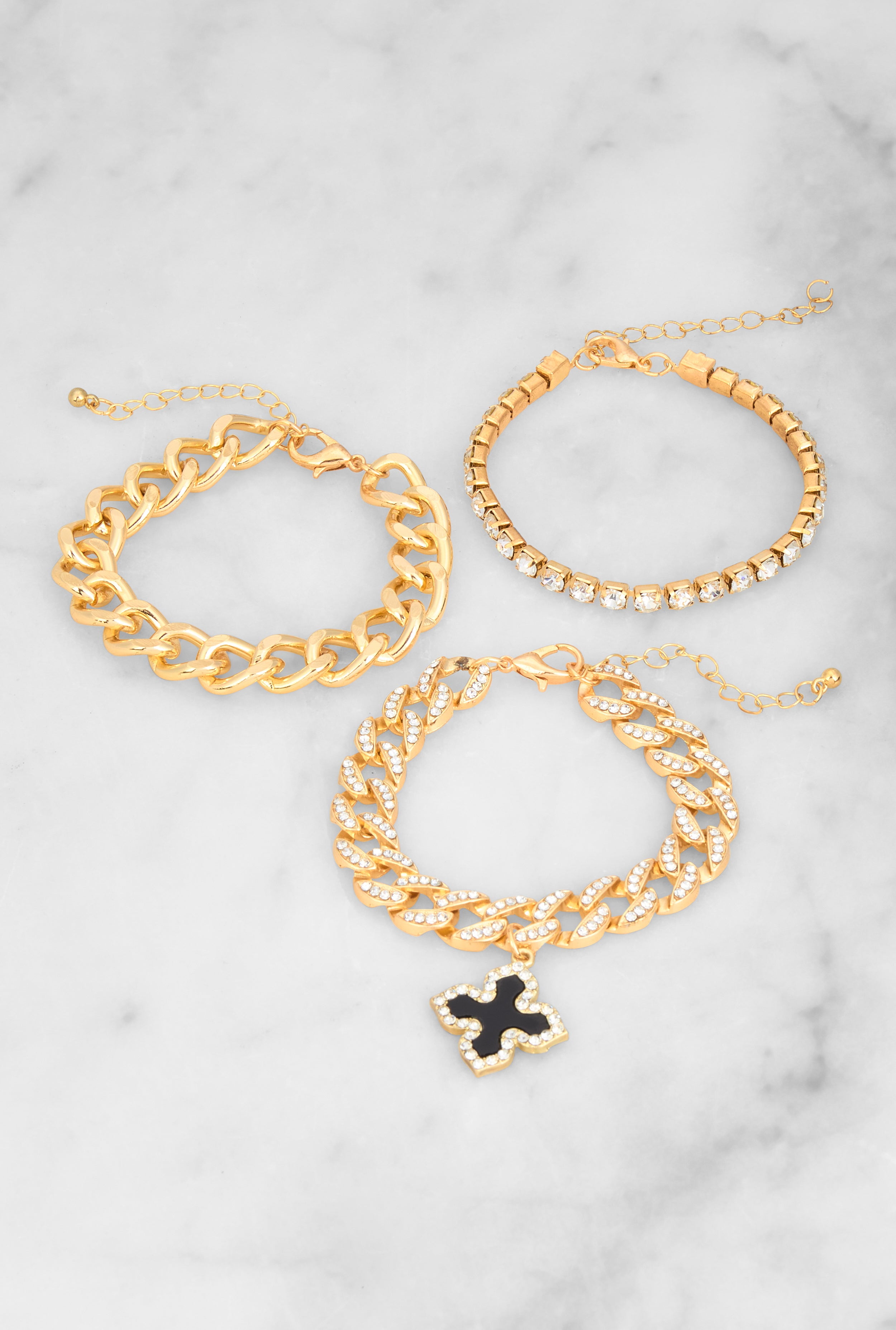 Women's Clover Cross Charm Chain Bracelet Trio - Walmart.com