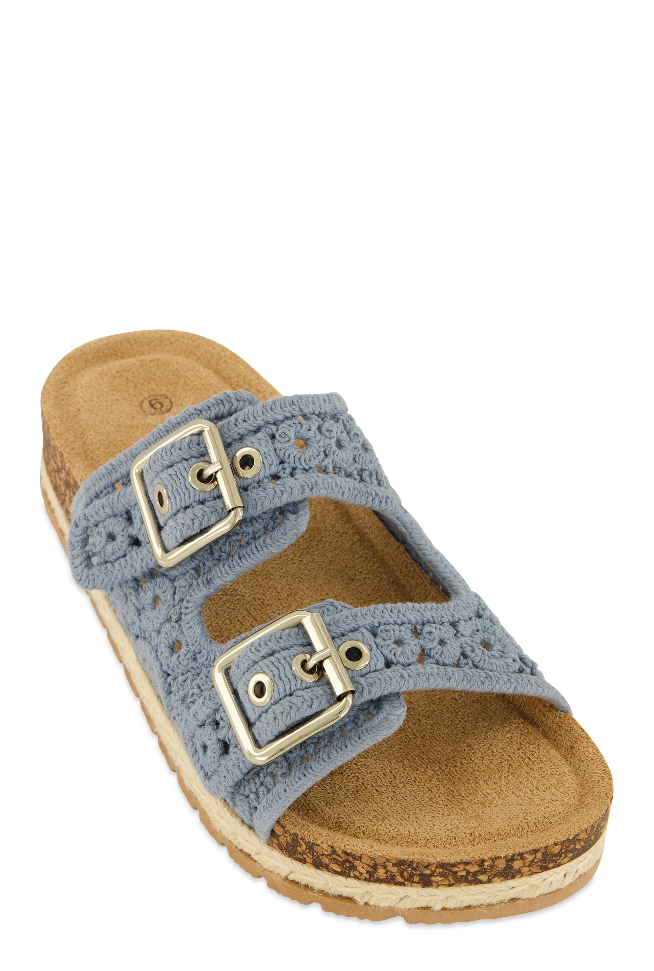 Women's Crochet Double Buckle Espadrille Footbed Sandals - Walmart.com