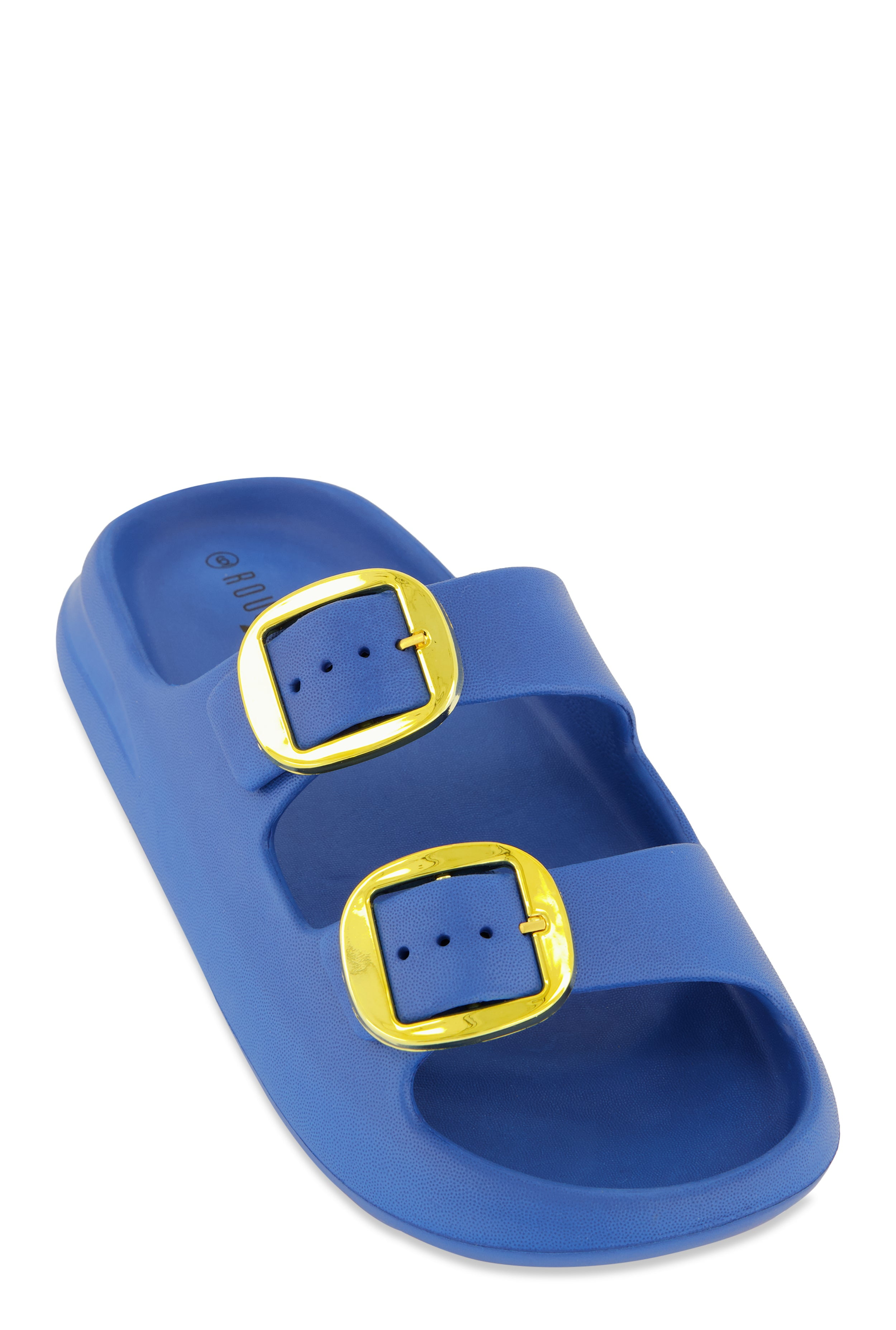 Women's Double Buckle Band Slide Sandals - Walmart.com