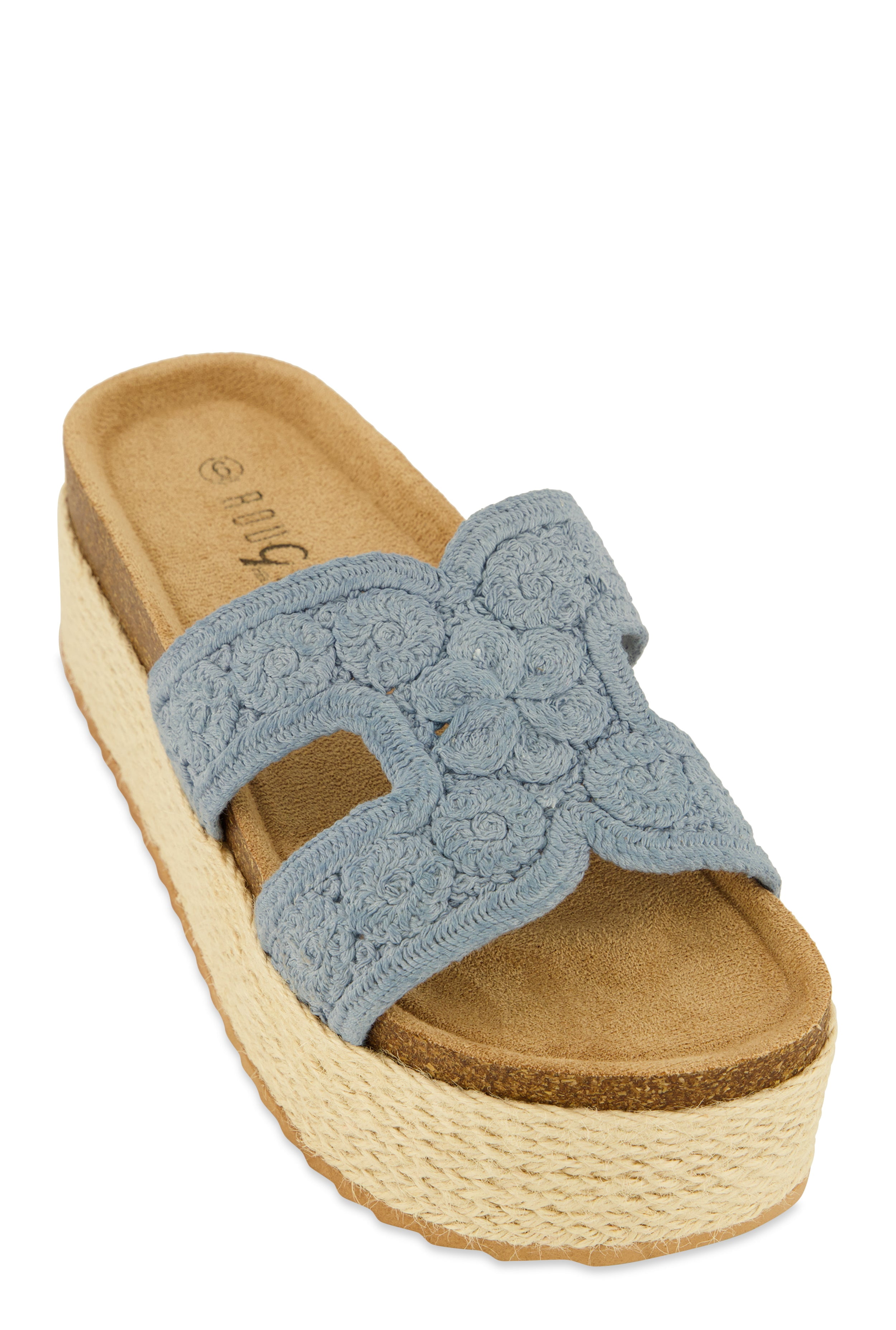 Women's Floral Crochet H Band Platform Footbed Sandals - Walmart.com