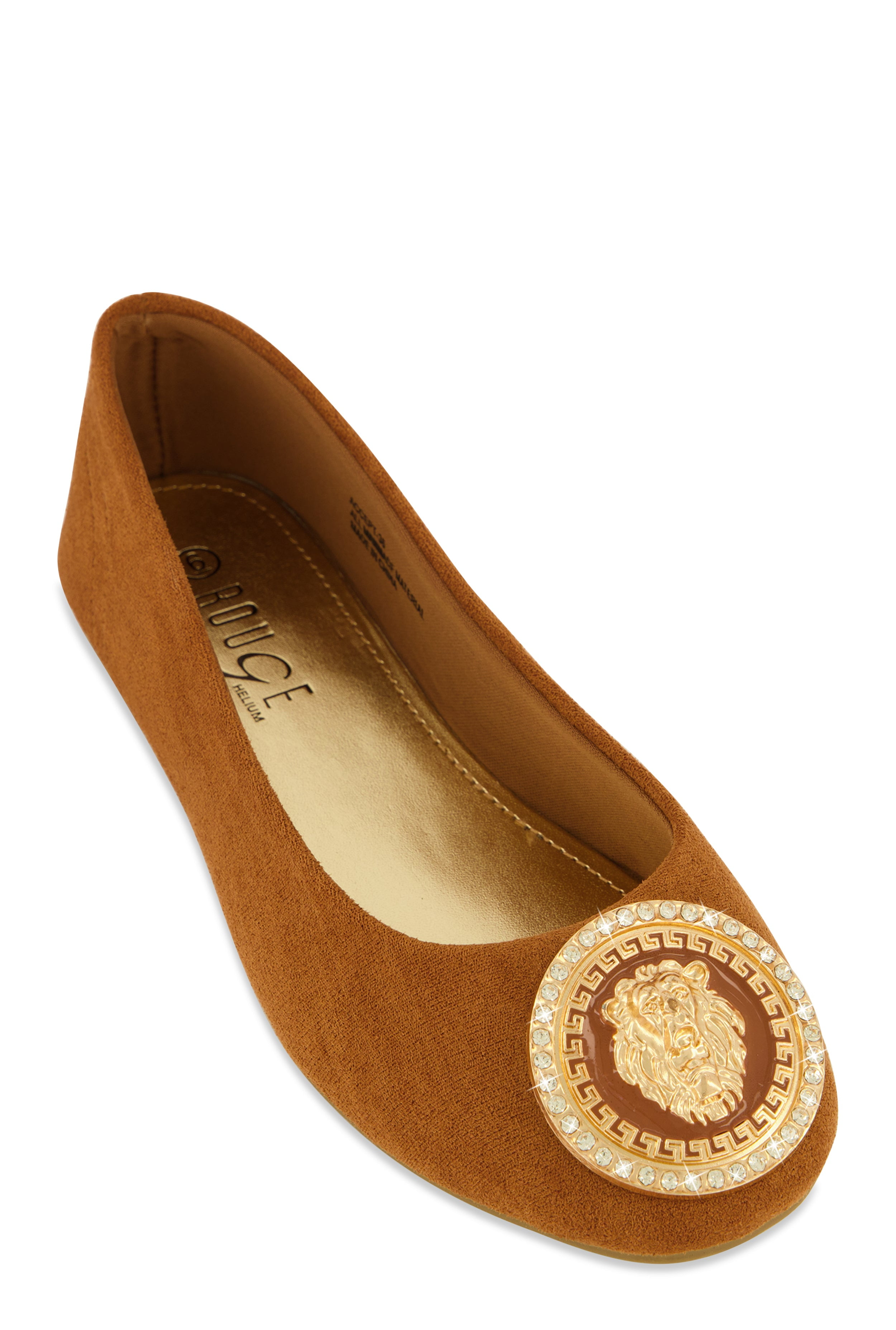 Rainbow Shops Women's Adult Rhinestone Lion Pendant Ballet Flats Flat ...