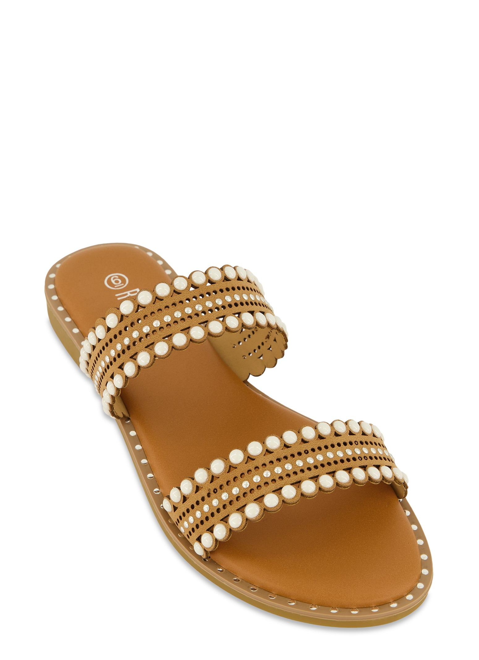 Rainbow Women's Adult Studded Double Band Slide Sandals Sandal, Open ...