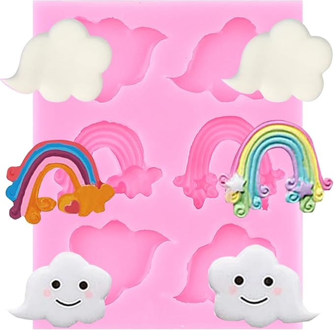 Rainbow Silicone Fondant Molds Cloud Chocolate Baking Molds For Cake ...