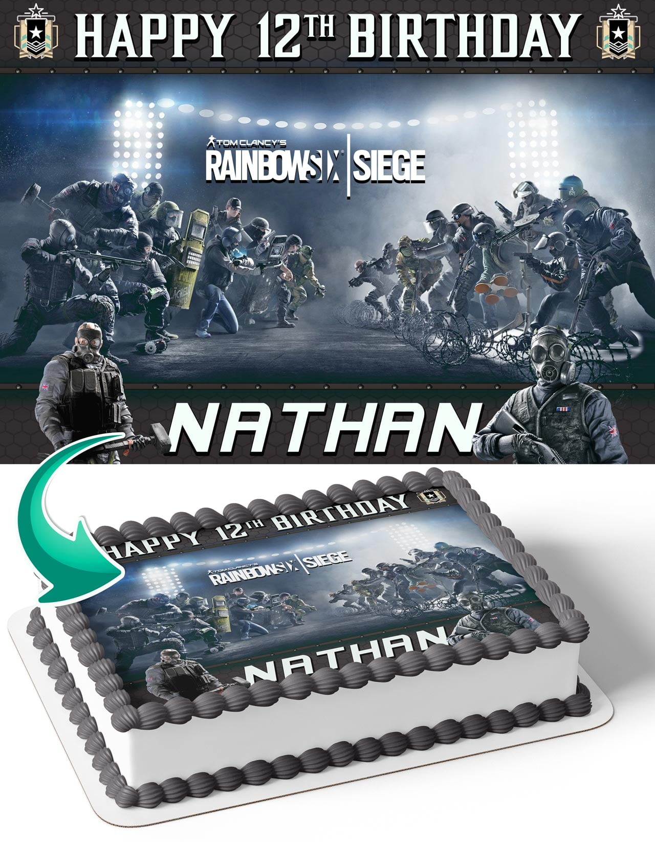Rainbow Six Siege Edible Image Cake Topper Personalized Birthday Sheet ...