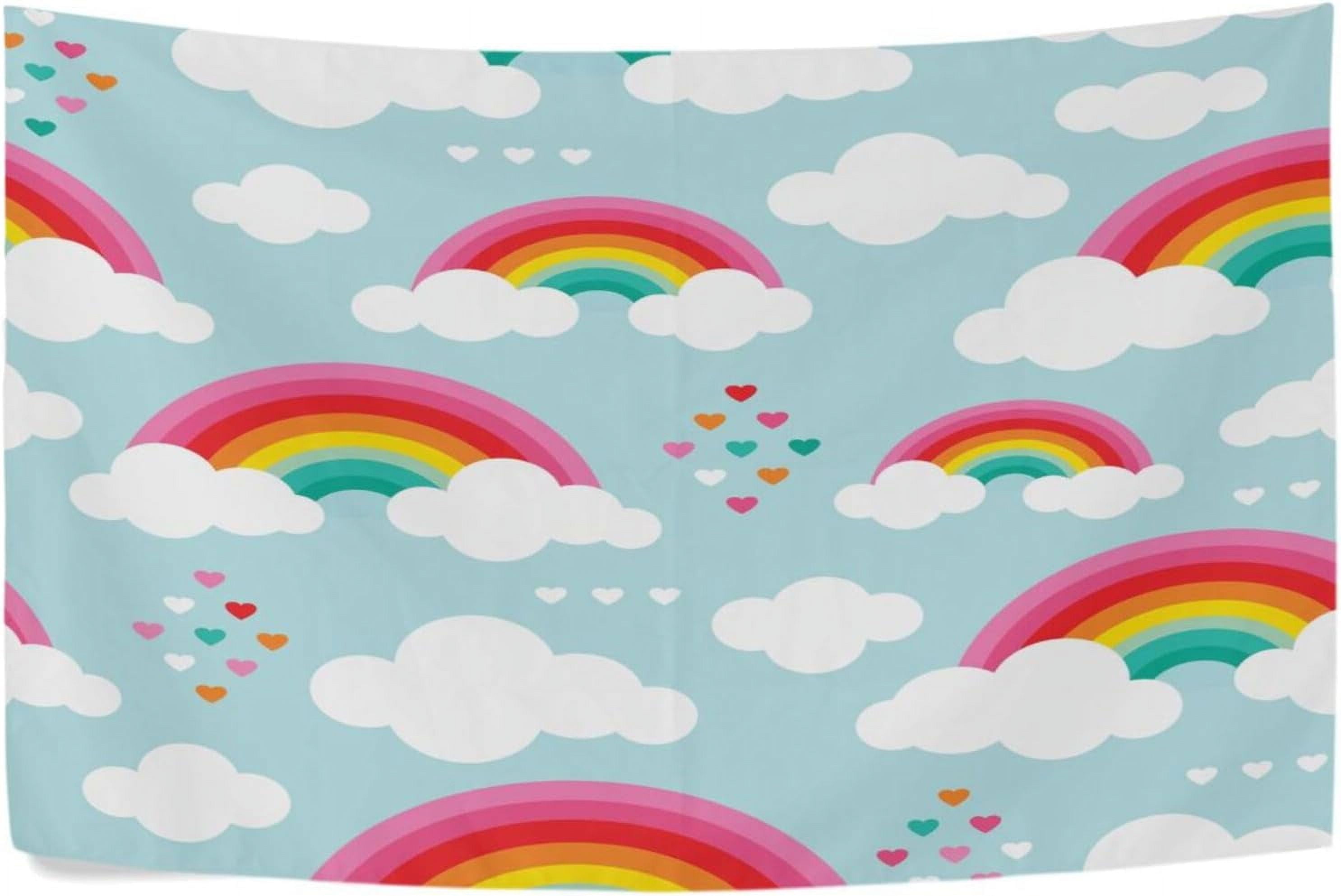 Rainbow Sky Tapestry Wall Hanging Tapestries Happy Colorful Hippie ...