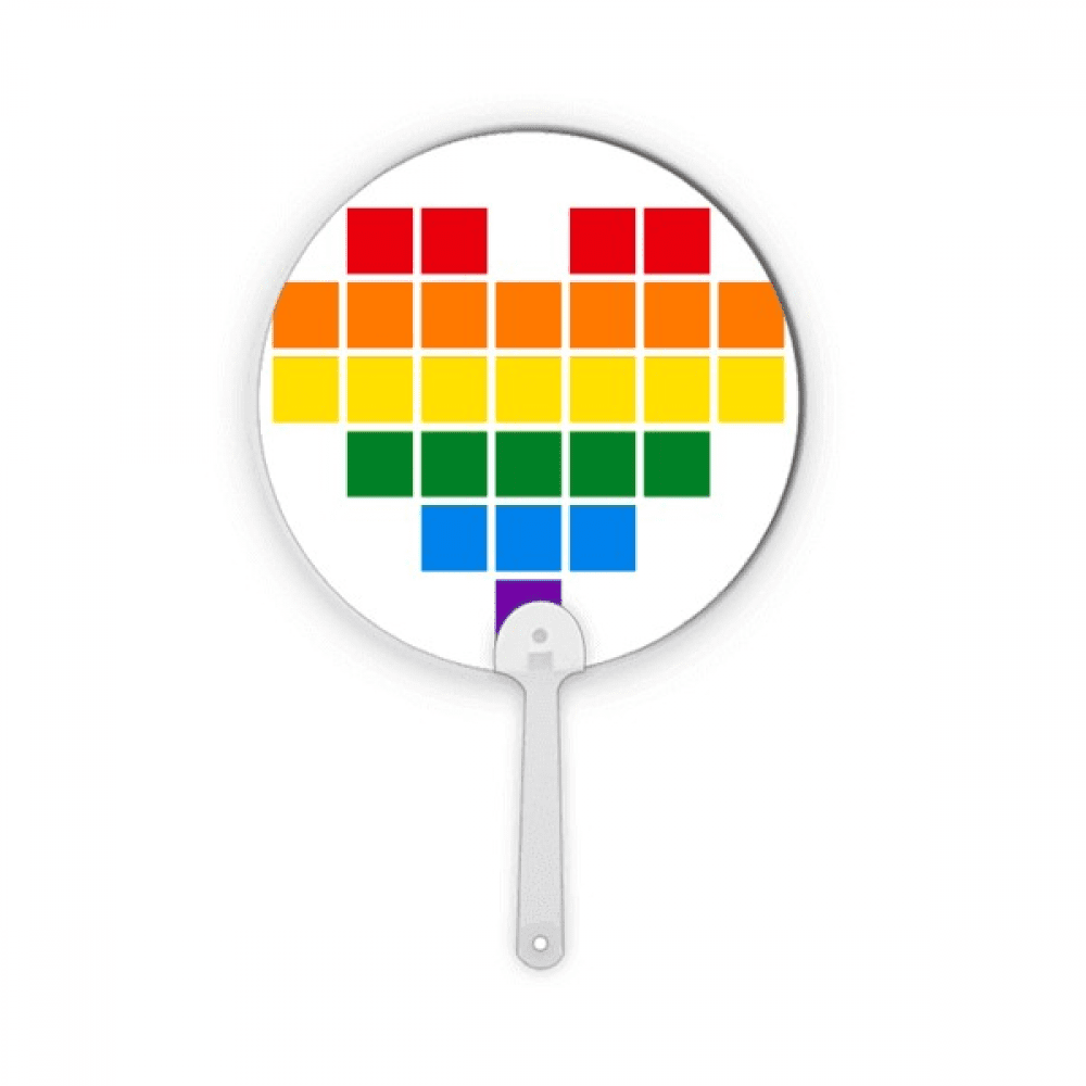 Rainbow Small Box Heart LGBT Plastic Round Handheld Fan Decorations ...