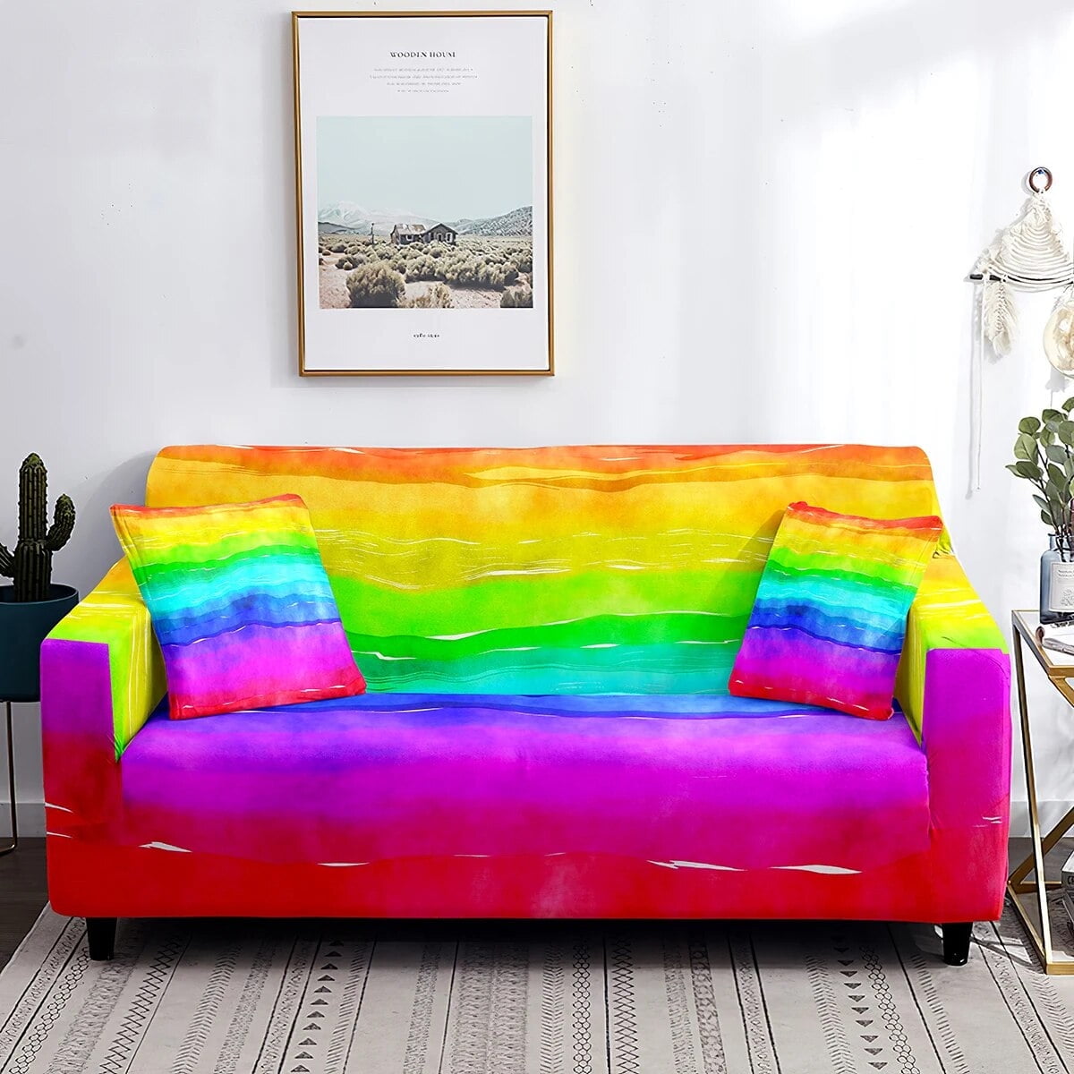 Rainbow Sofa Cover Gradient Printed Slipcover Breathable Sofa Cover ...