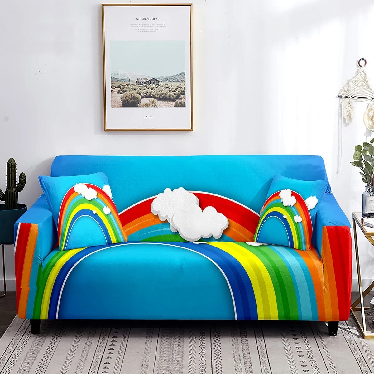 Rainbow Sofa Cover Gradient Printed Slipcover Breathable Sofa Cover ...