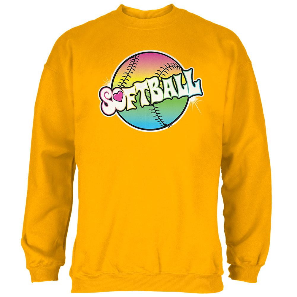 Rainbow Softball Neon Mens Sweatshirt Gold LG - Walmart.com