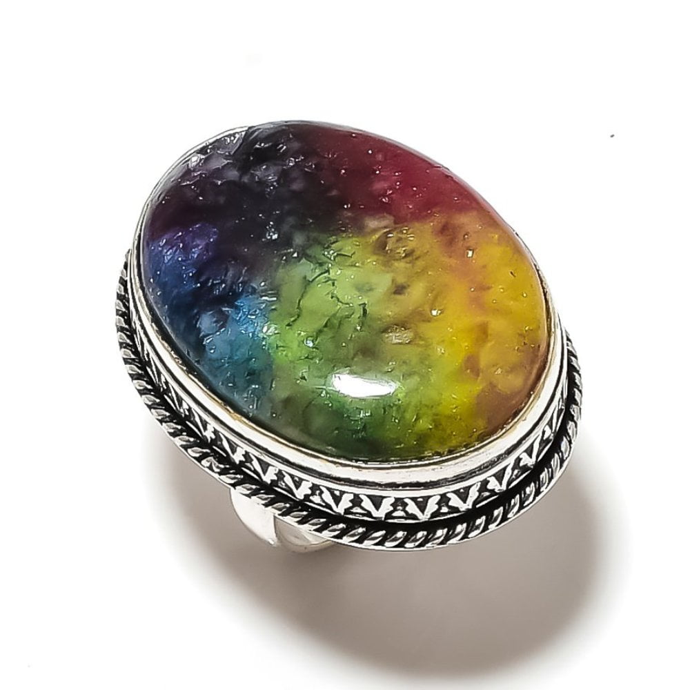Rainbow Solar Quartz Gemstone 925 Sterling Silver Jewelry Ring Size 6 ...