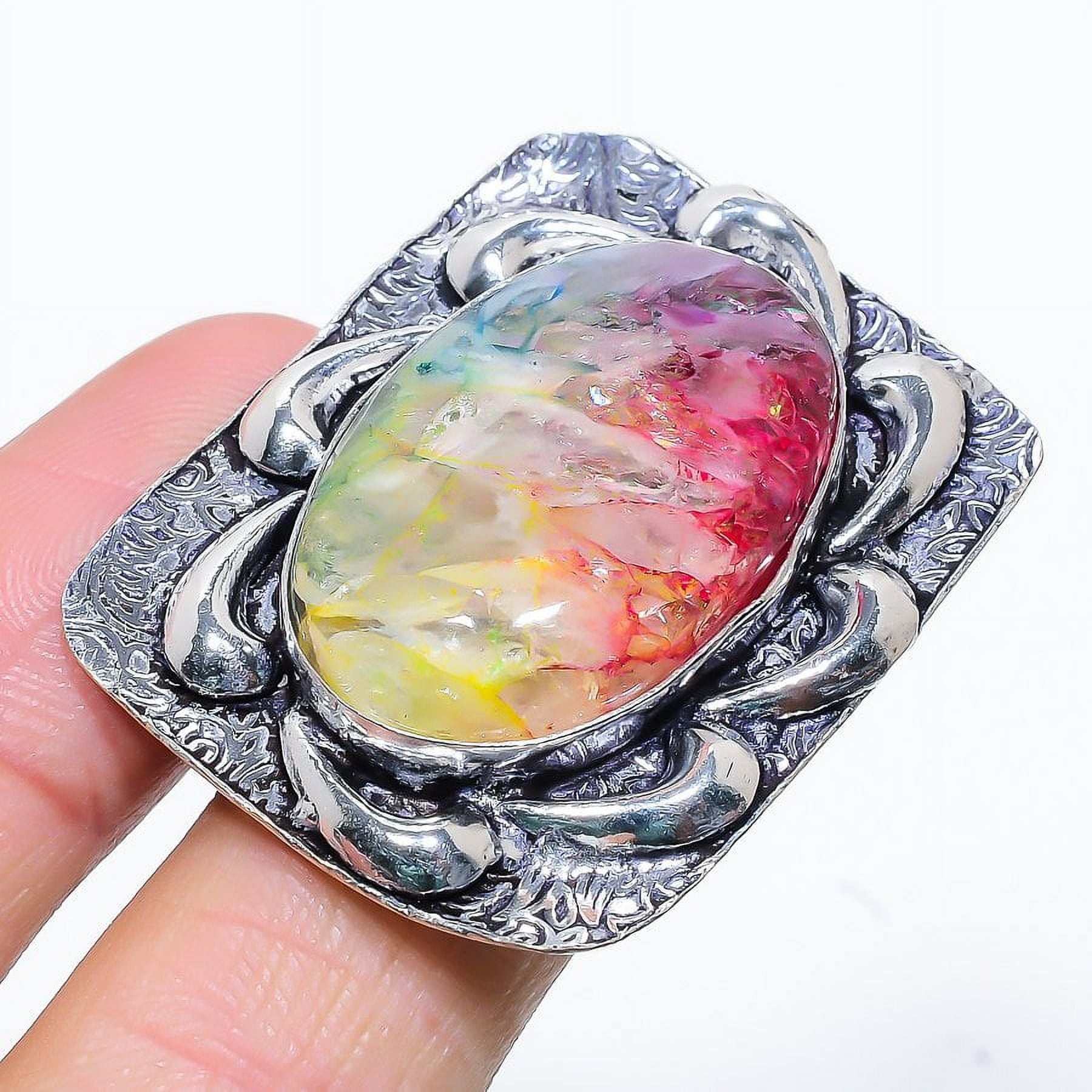 Rainbow Solar Quartz Gemstone Handmade 925 Sterling Silver Jewelry Ring ...