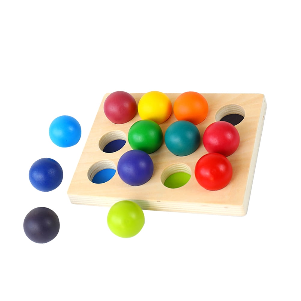 FELTECHELECTR Wooden Rainbow Sorting Toy For Toddlers Color Matching ...