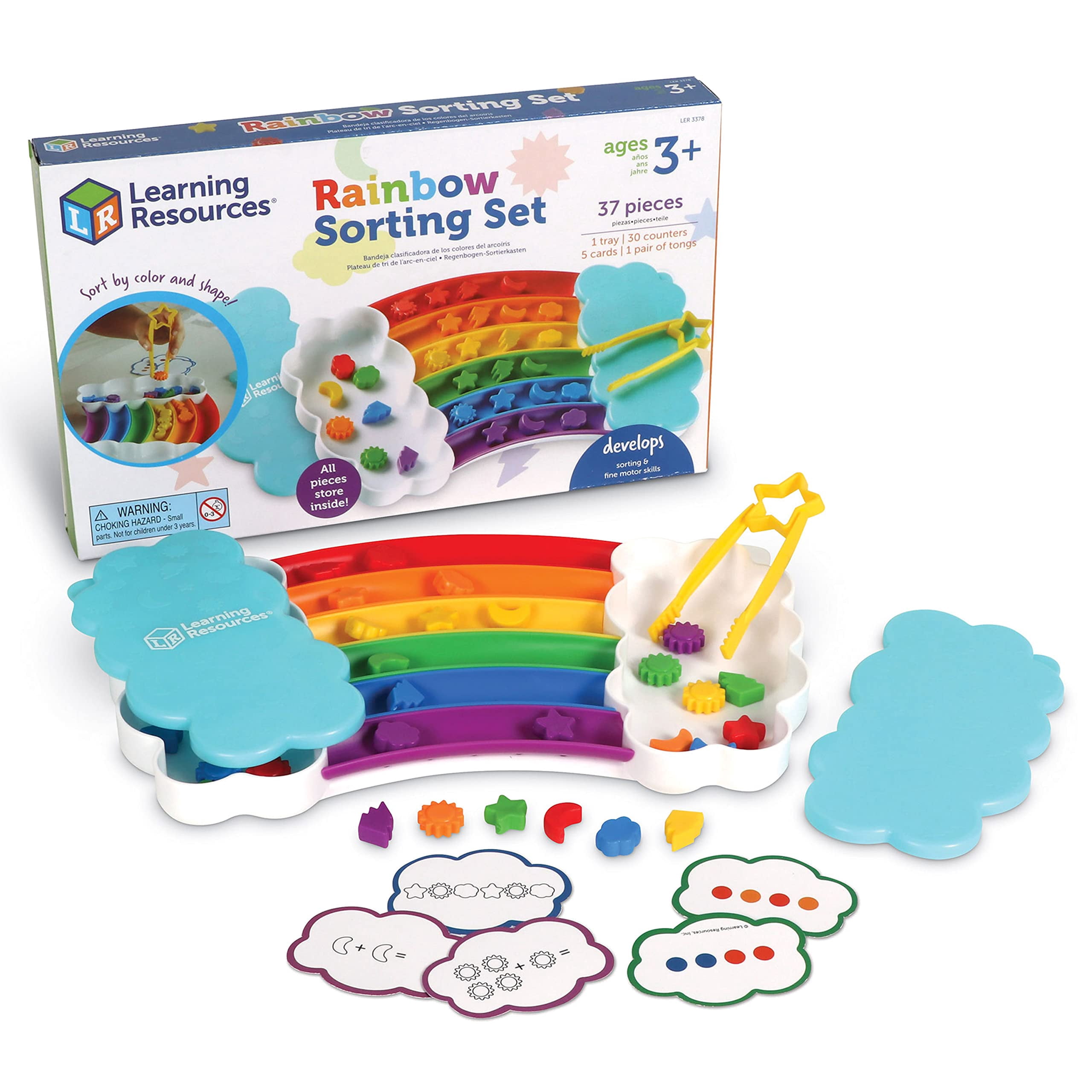 Rainbow Sorting Set 37 Pieces Ages 3+ Fine Motor Skills Color and ...