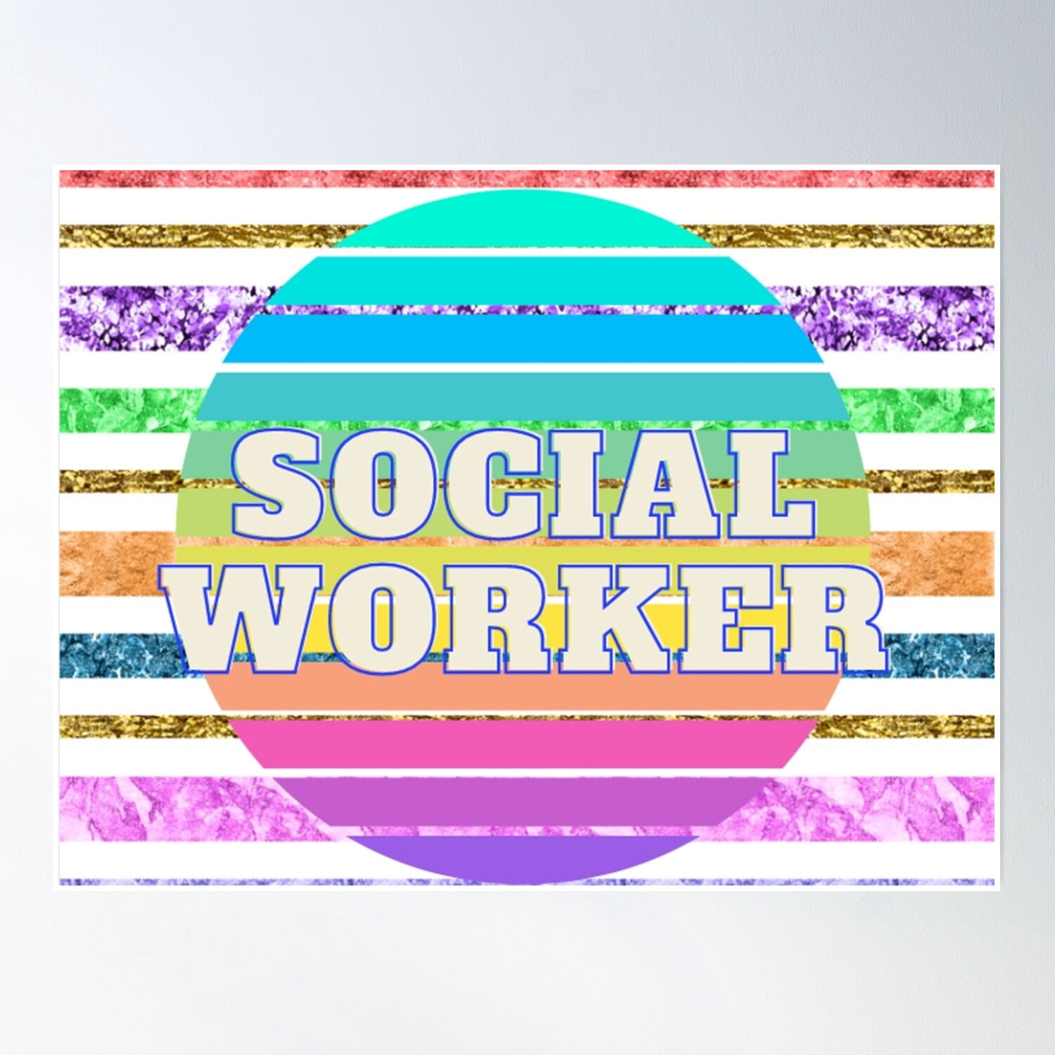 Rainbow Sparkly Social Worker Poster Wall Art, Modern Wall Decor, 24x36 ...