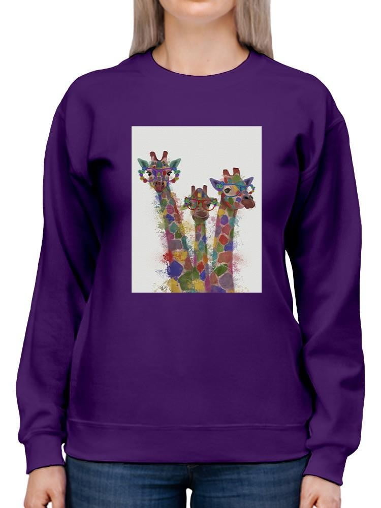 Rainbow Splash Giraffe Trio. Sweatshirt Women -Fab Funky Designs ...