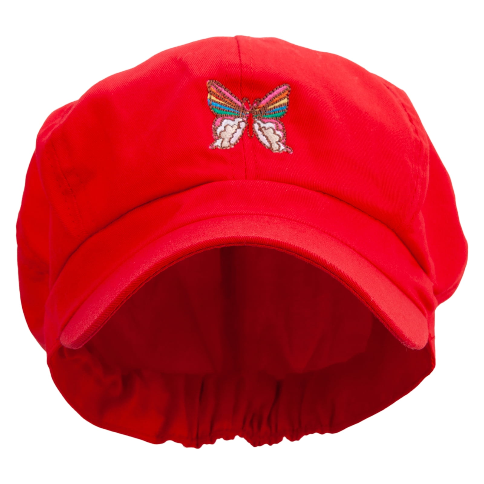Rainbow Spring Butterflies Embroidered Cotton Elastic Newsboy Cap - Red ...
