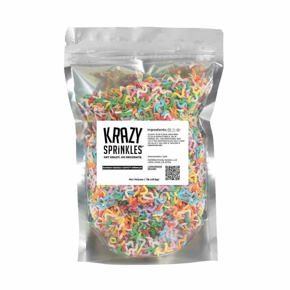 Rainbow Squiggly Confetti Sprinkles (1 pound) Candy Decor for Cakes ...