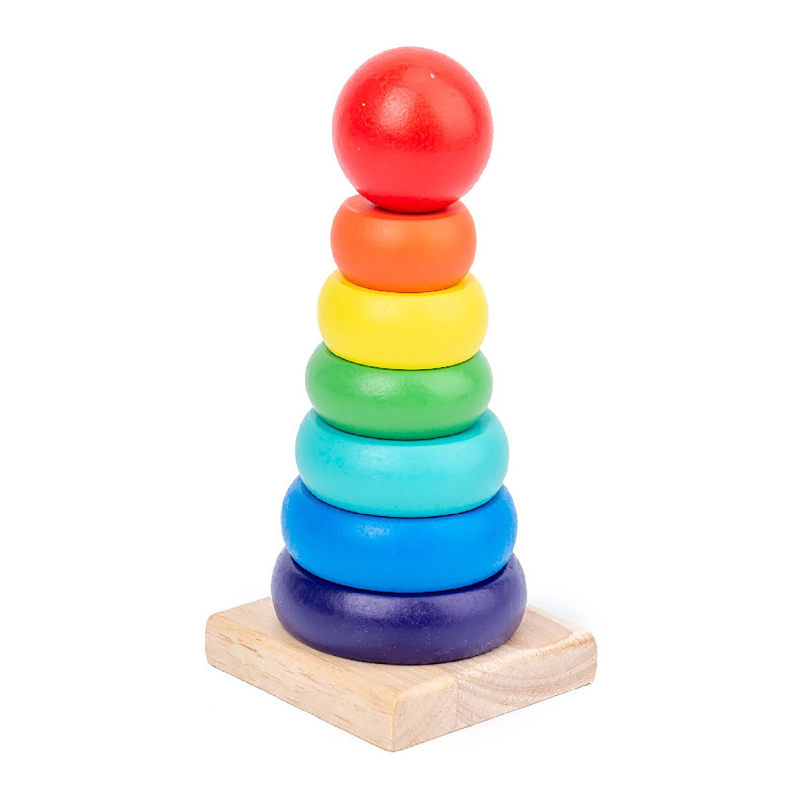 Rainbow Stacker Wooden Ring Educational Toy Wooden Rainbow Stacking ...