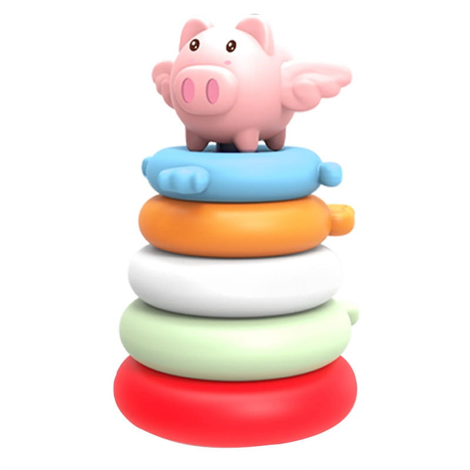 Rainbow Stacking Tower Blocks Educational Wooden Learning Toy Five ...