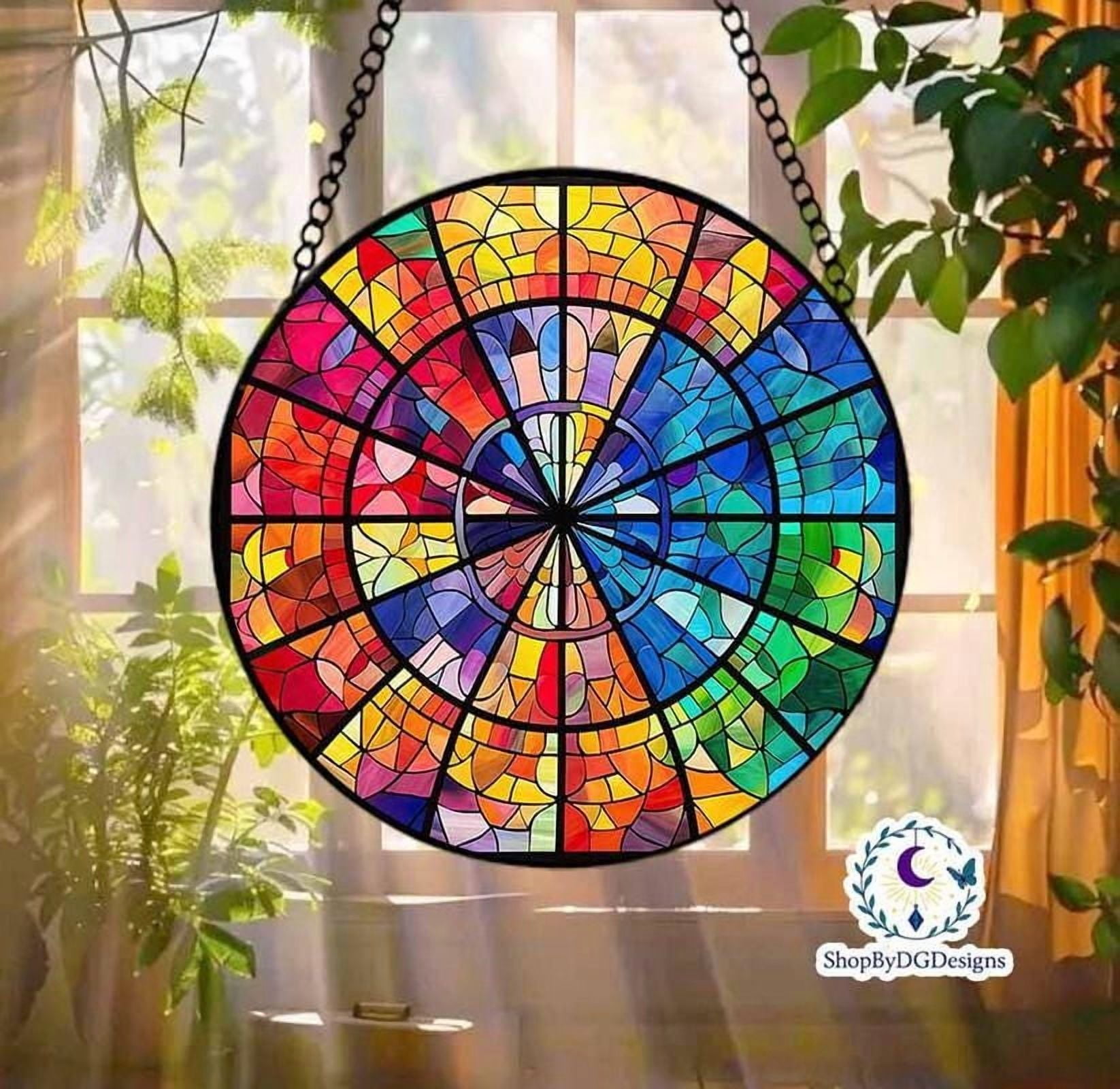 Rainbow Stained Glass Suncatcher, LGBT Pride Circle Window Art, Vibrant ...