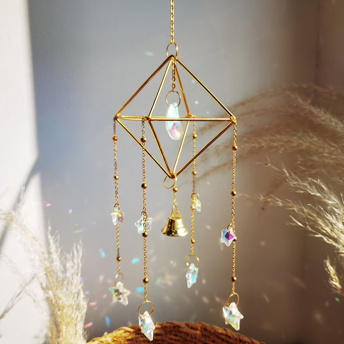 Rainbow Star Moon Wind Chimes, Sun Catcher Outdoor Window Home ...